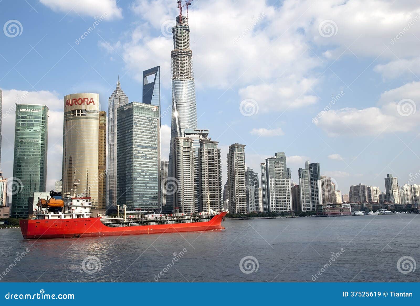 Shanghai view from river editorial stock image. Image of district ...