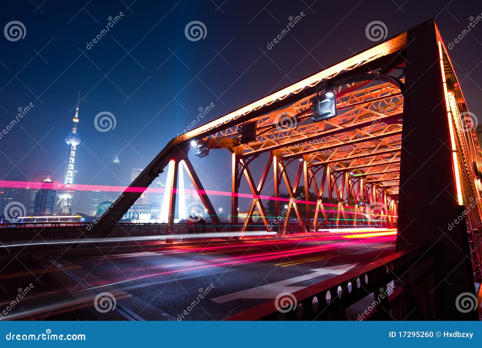 Shanghi skyline at night stock photo. Image of famous - 17295260