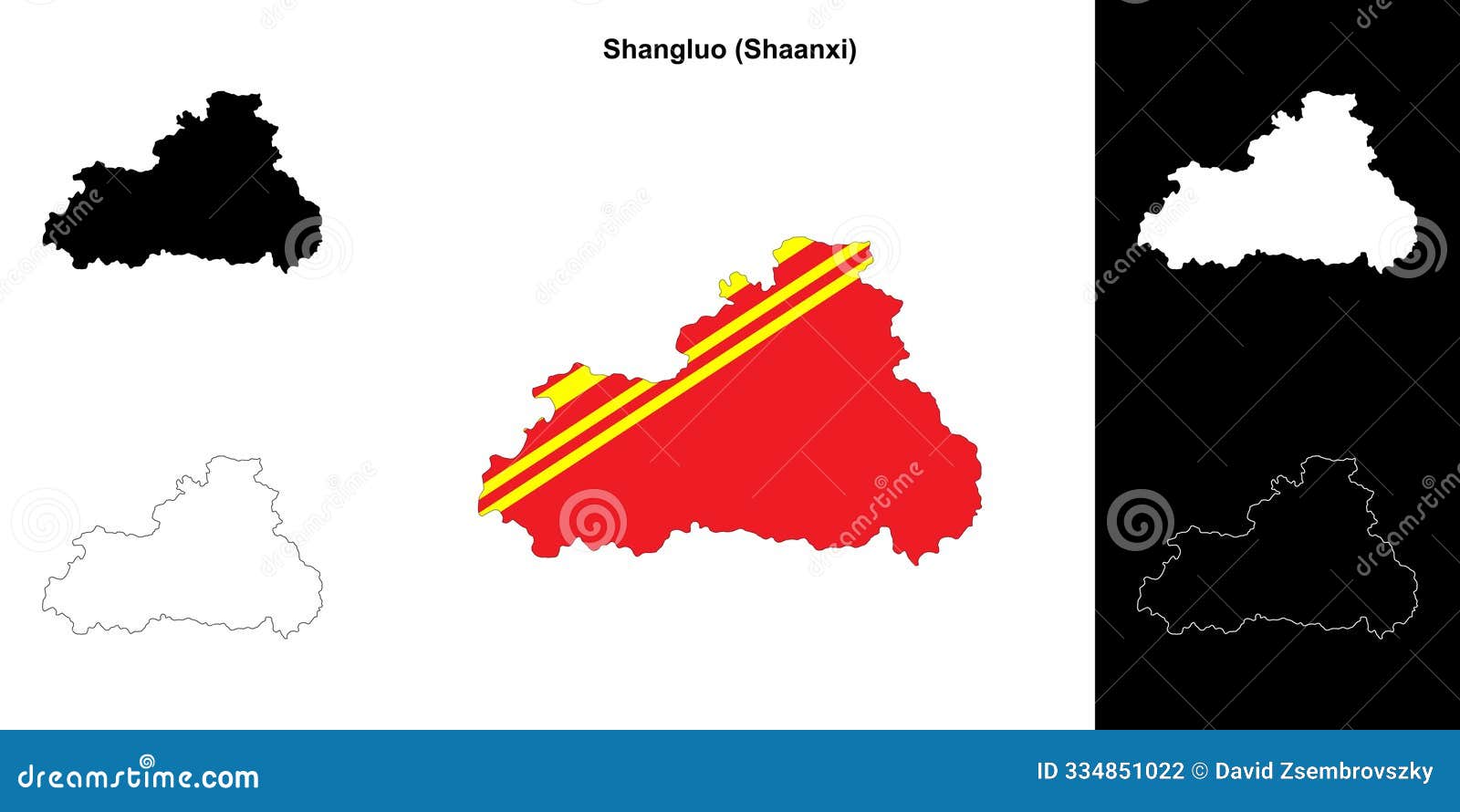 Shangluo Outline Map Vector Illustration | CartoonDealer.com #334851022