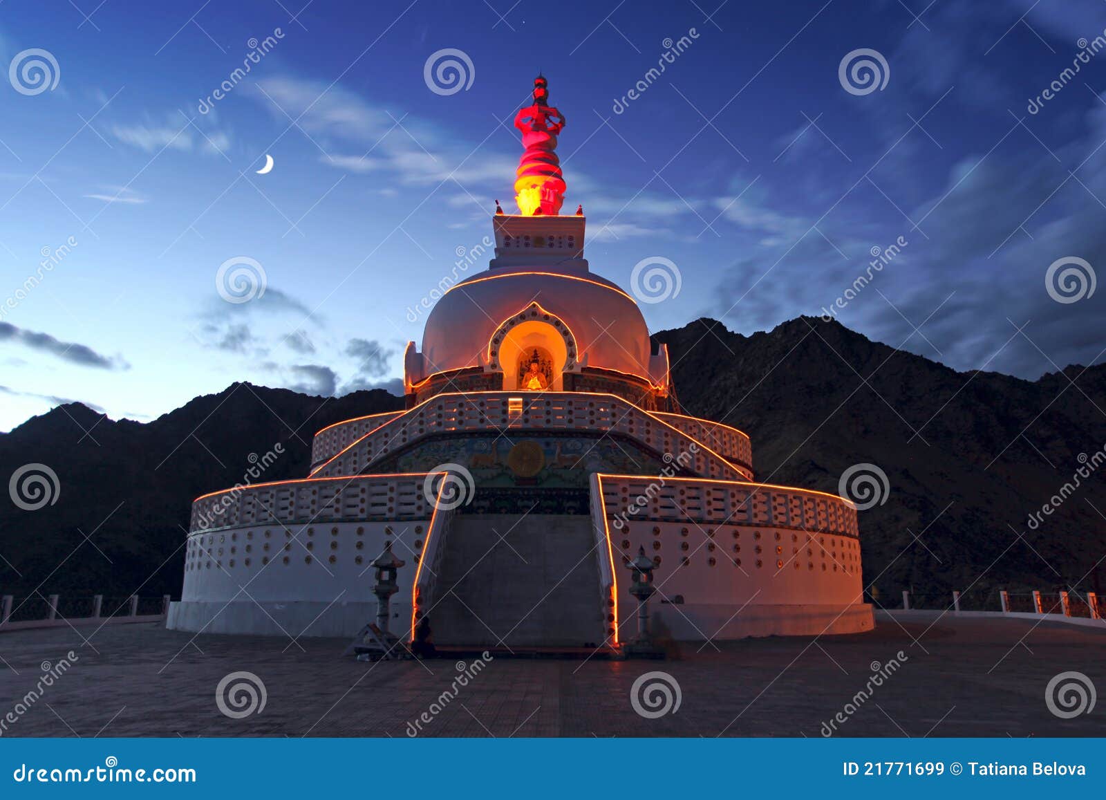 Shanti Stupa, Leh, Ladakh, India Stock Image - Image of evening ...