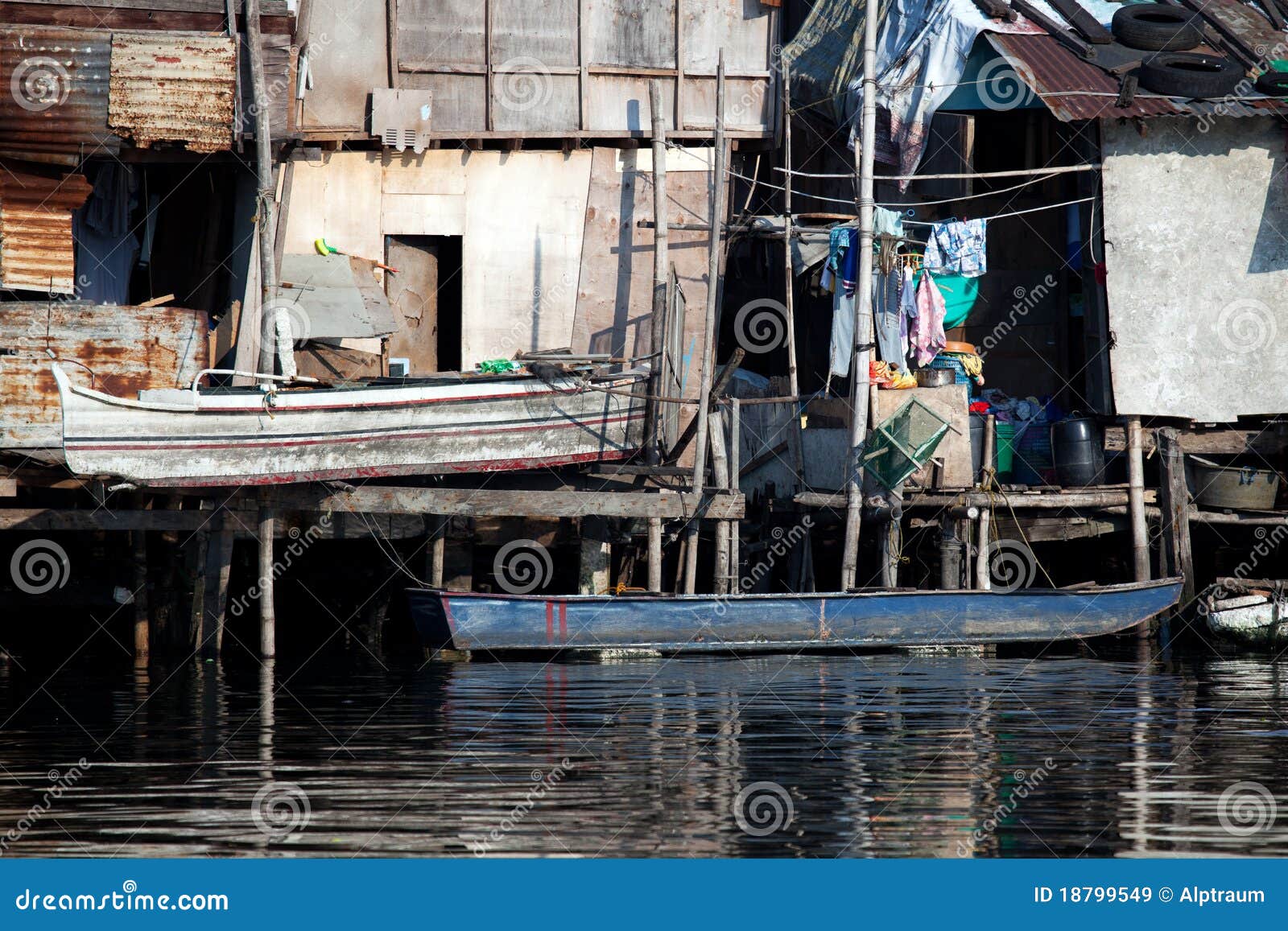 Shanty Squatter Homes Along Philippine River Stock Image - Image of ...