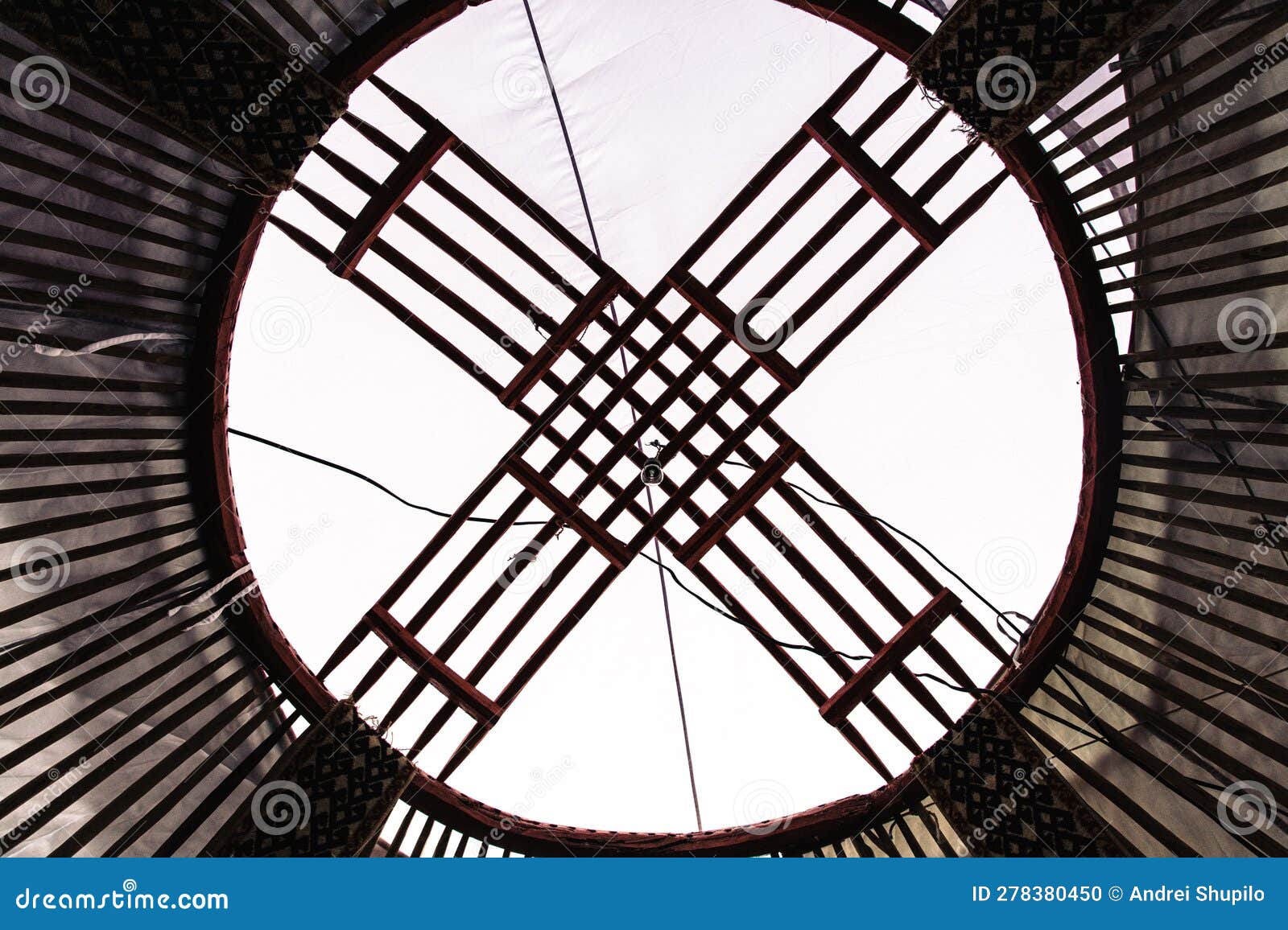 Shanyrak Ceiling in a Kazakh Yurt As a Background Stock Photo - Image ...