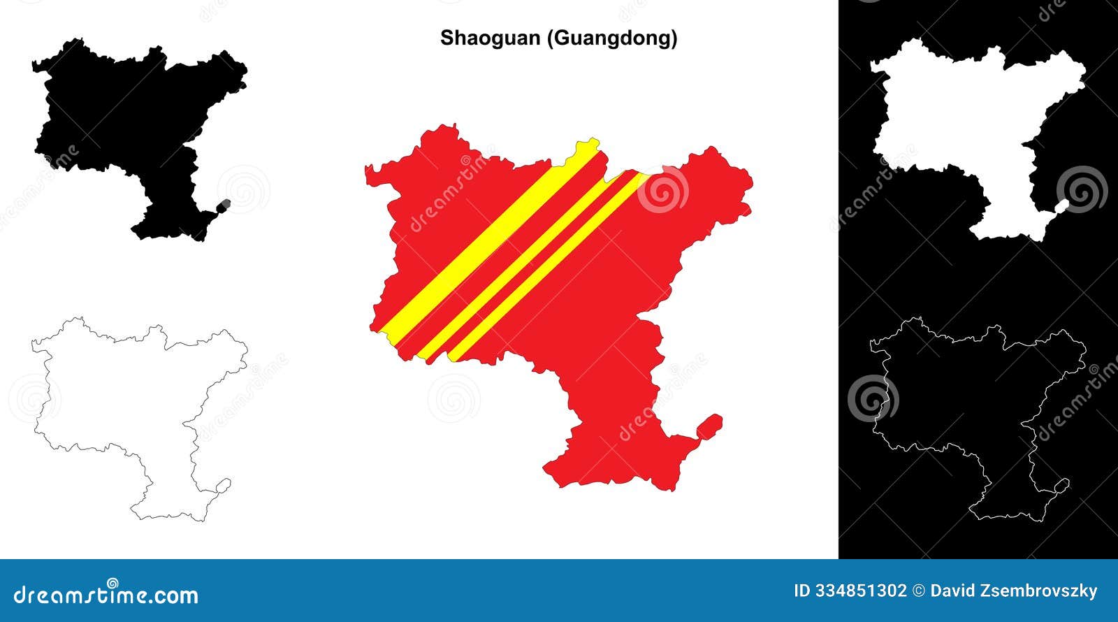 Shaoguan outline map stock illustration. Illustration of vector - 334851302