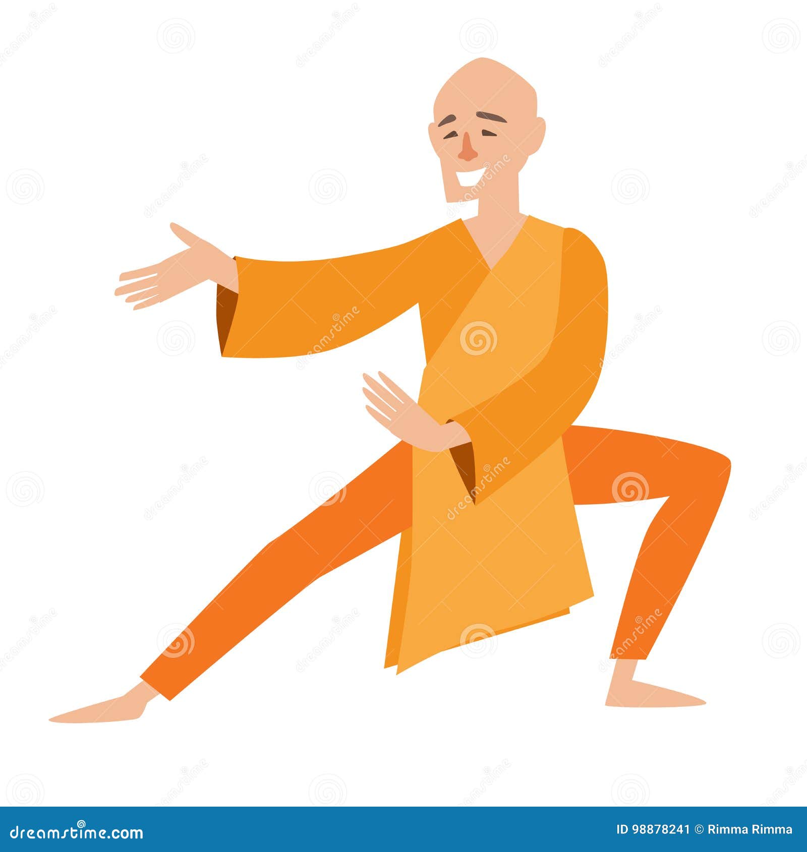 Monk Set. Vector Set Of Cute Buddhist Monks Wearing Simple Yellow Robe ...