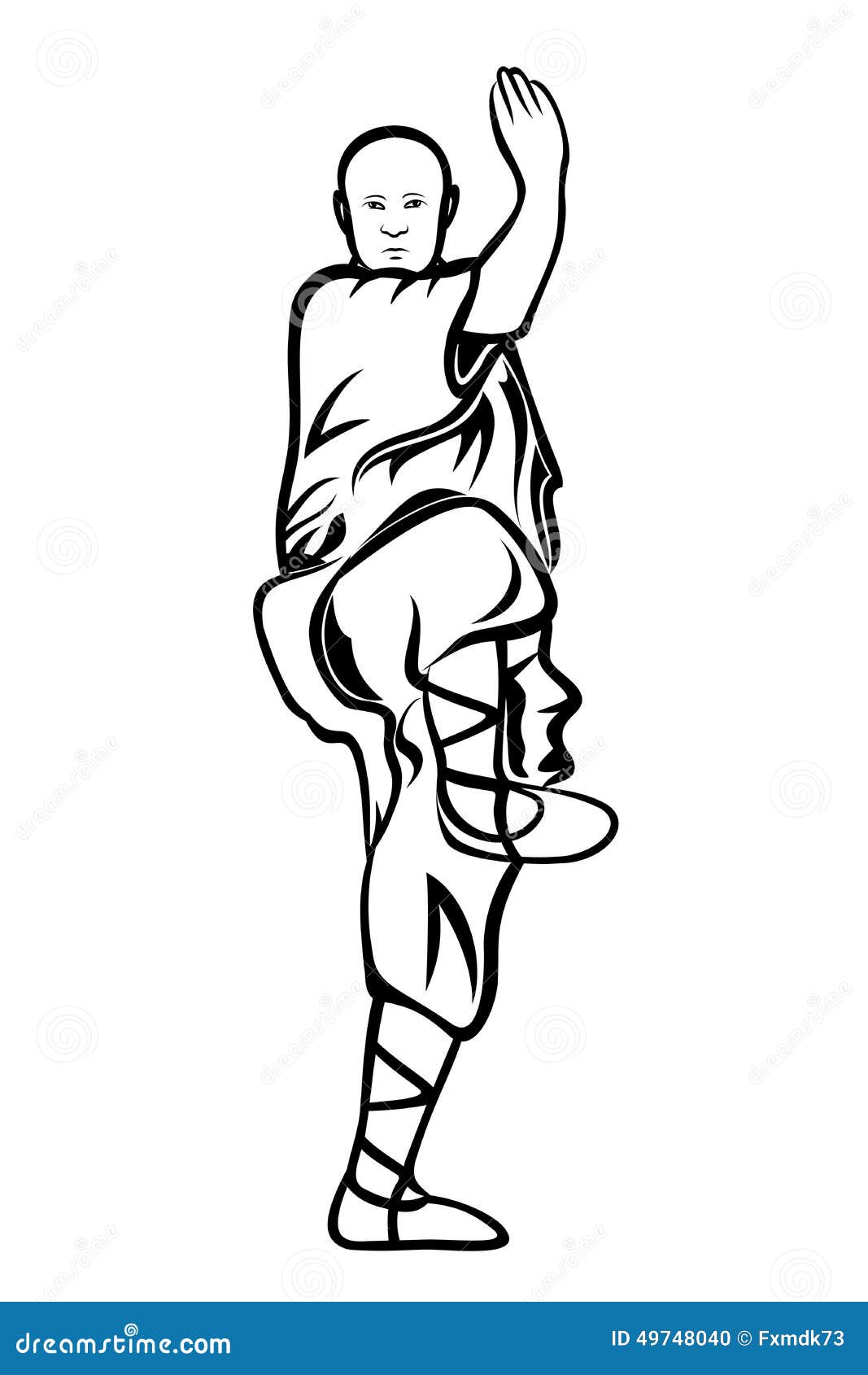 Shaolin Monk Kung Fu Master, Vector Illustration. Traditional Oriental ...