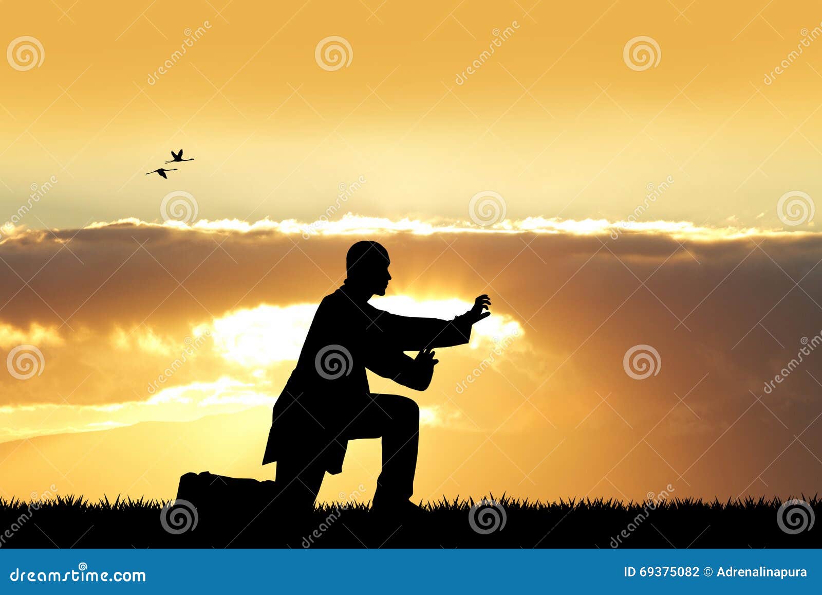 Shaolin at sunset stock illustration. Illustration of attack - 69375082