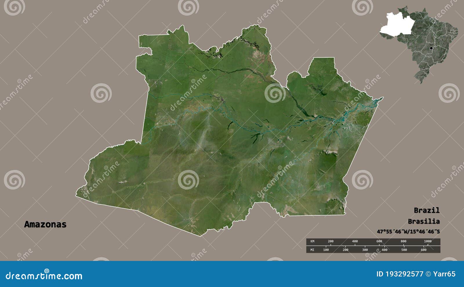 Amazonas, State of Brazil, Zoomed. Satellite Stock Illustration ...