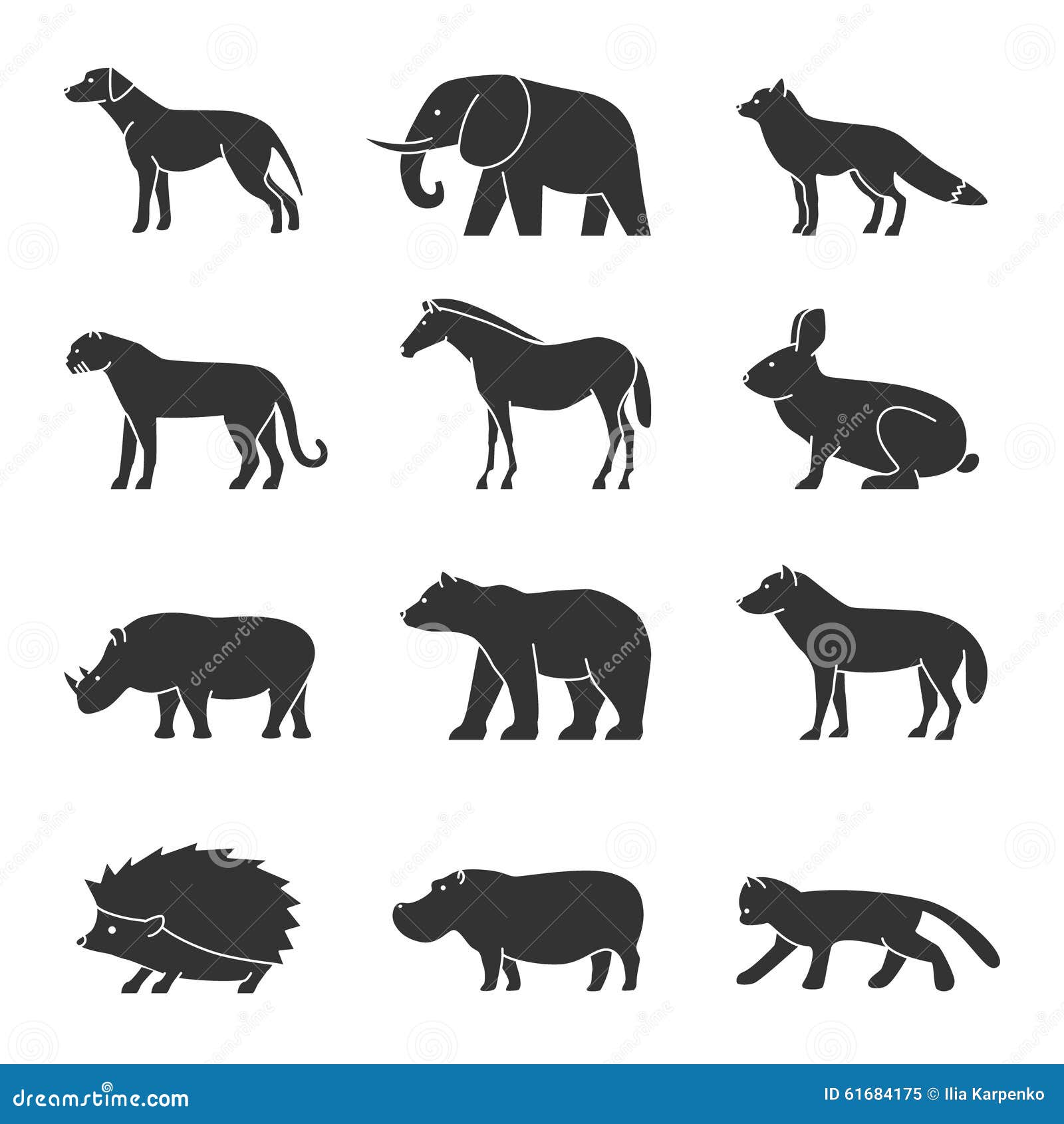 Shape Animals Set. Domestic and Wild Stock Illustration - Illustration ...
