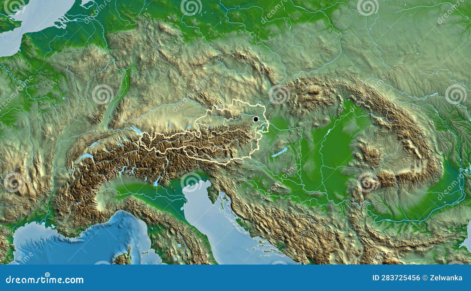 Shape of Austria with Regional Borders. Physical. Stock Illustration ...