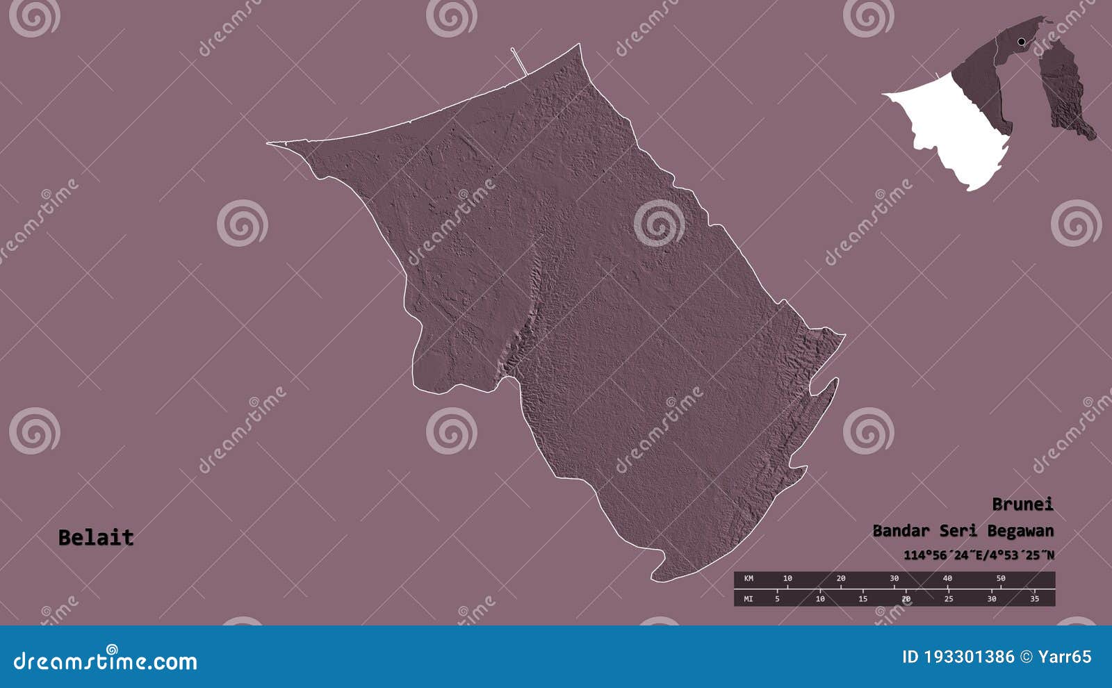 Belait, District of Brunei, Zoomed. Administrative Stock Illustration ...