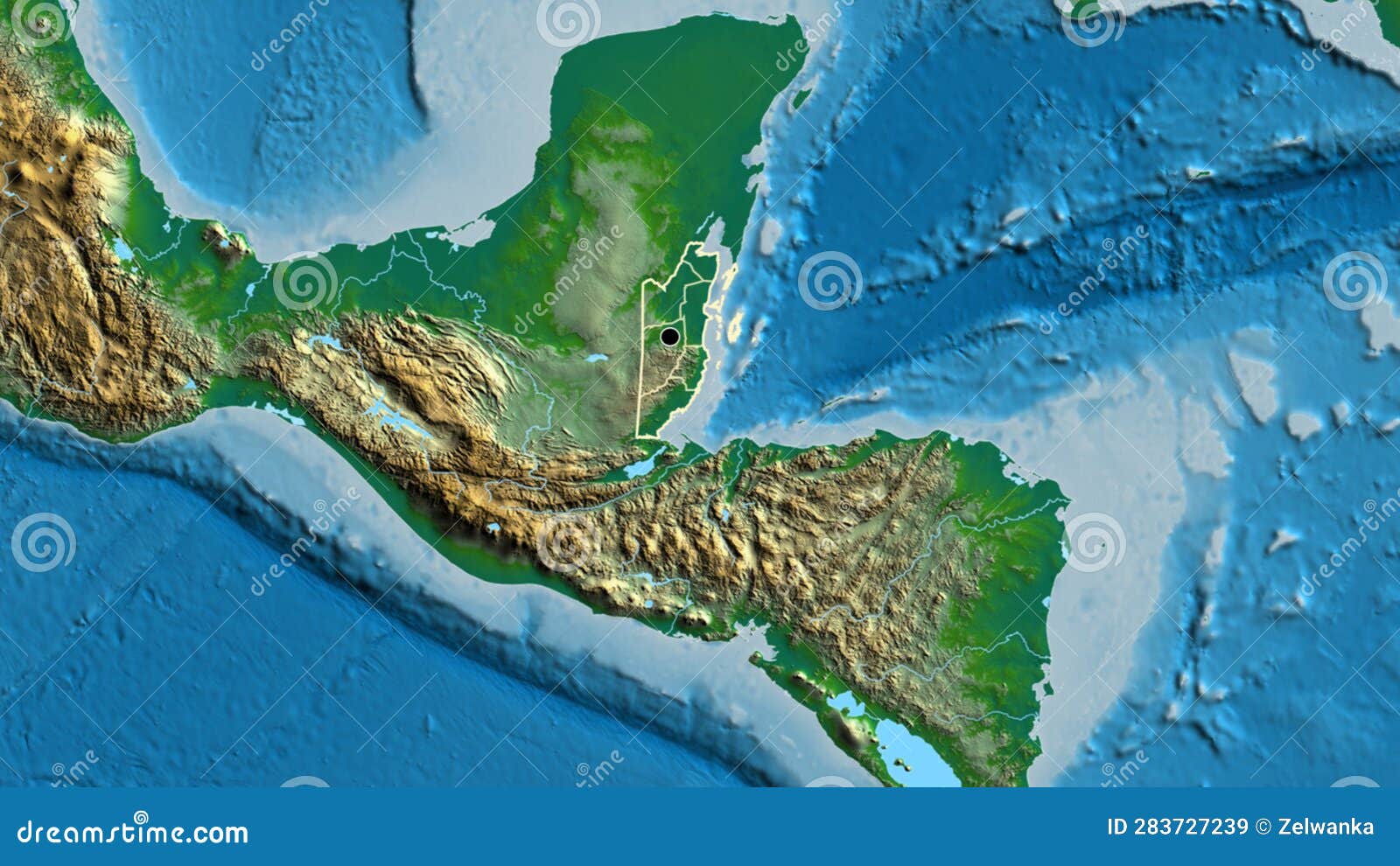 Shape of Belize with Regional Borders. Physical. Stock Illustration ...