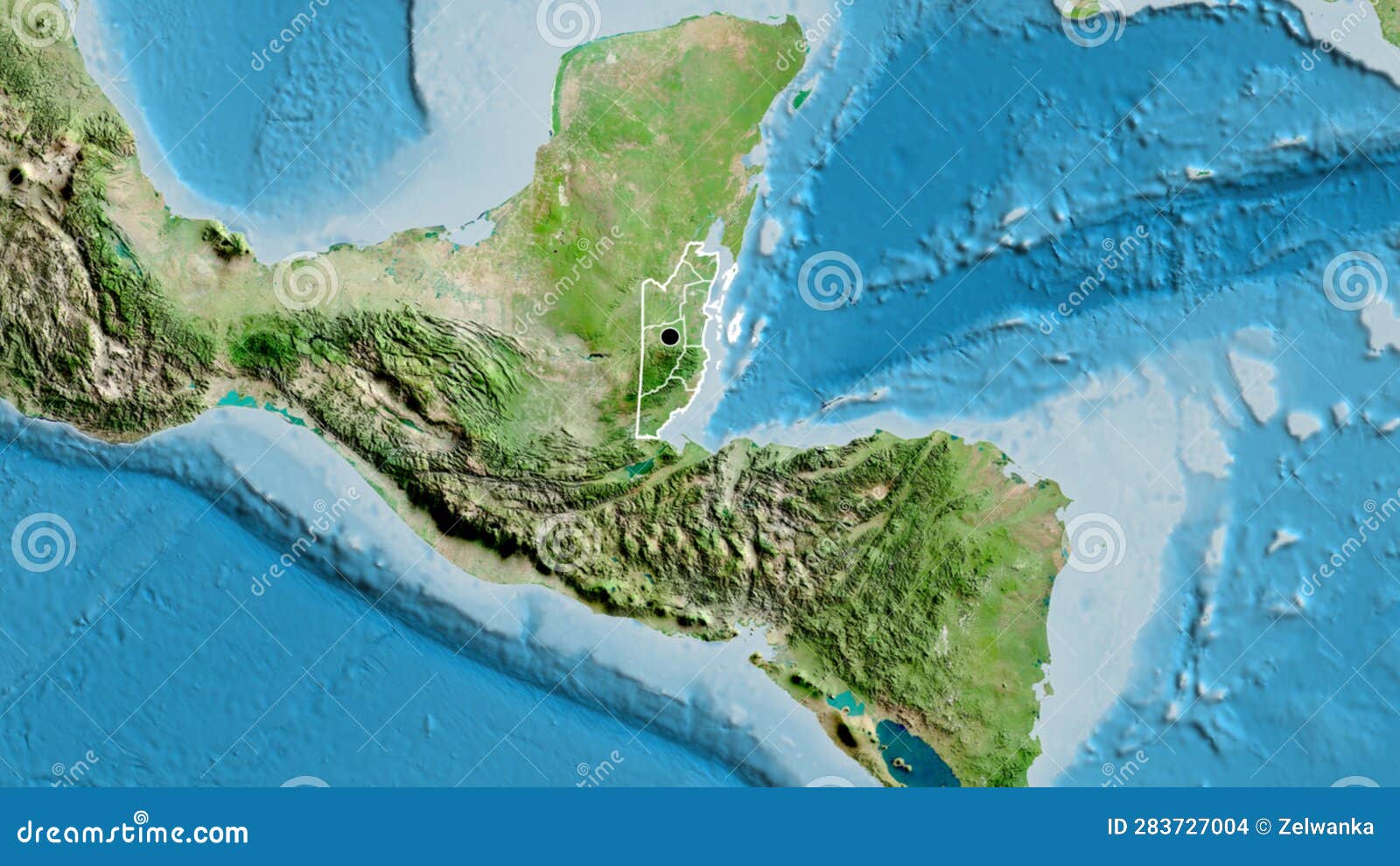Shape of Belize with Regional Borders. Satellite. Stock Illustration ...