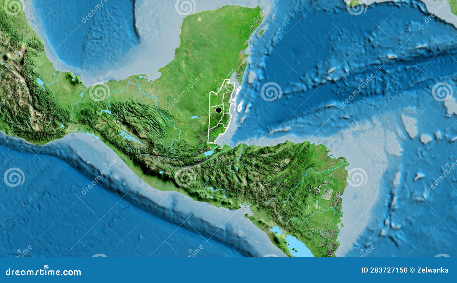 Shape of Belize with Regional Borders. Satellite. Stock Illustration ...