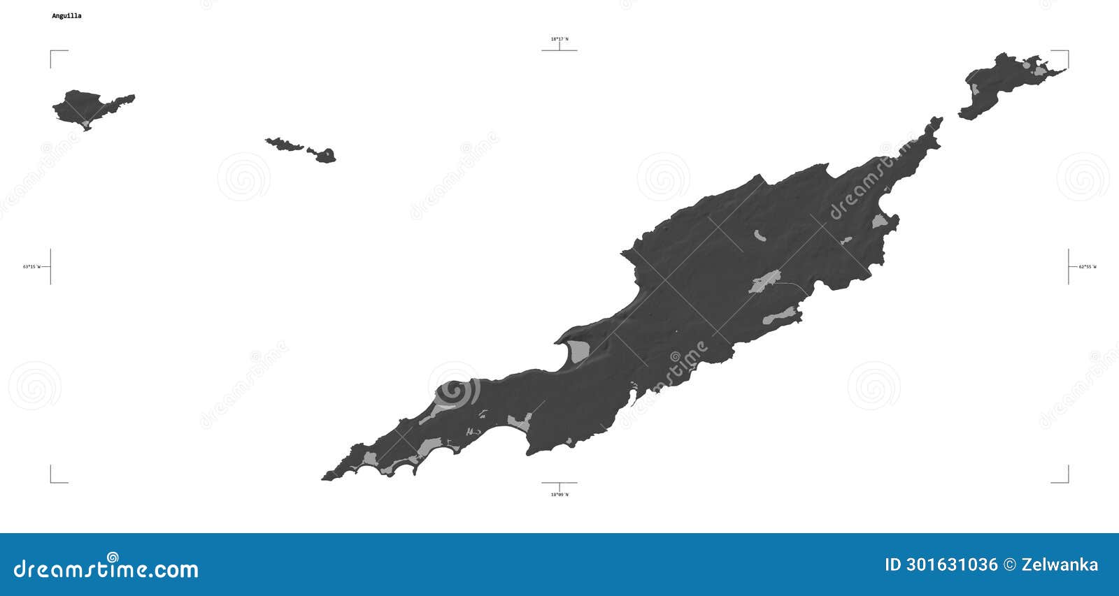 Anguilla Shape on White. Bilevel Stock Illustration - Illustration of ...