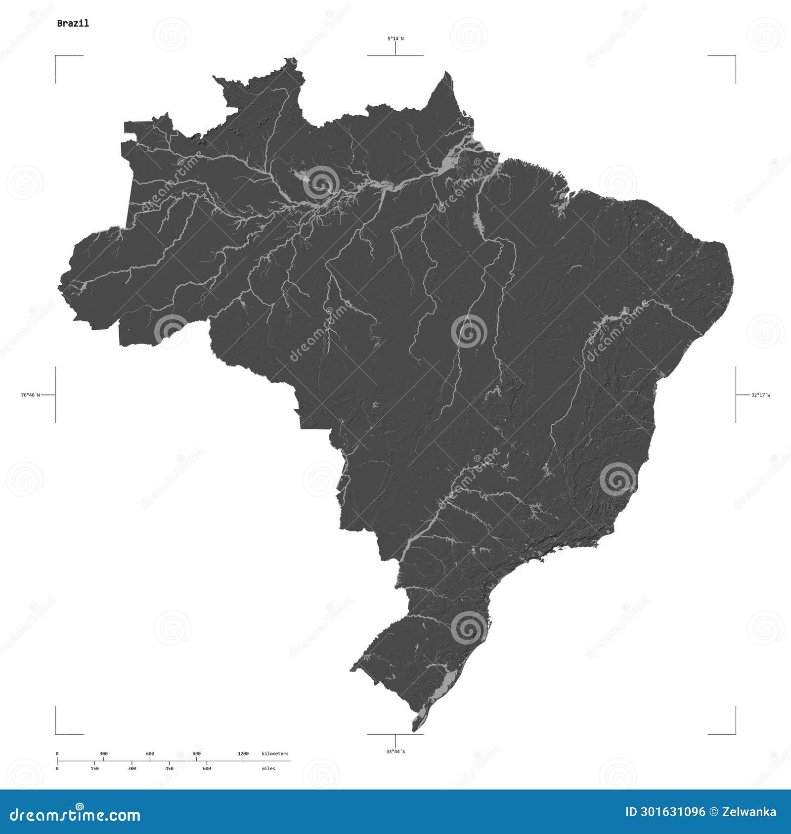 Brazil Shape on White. Bilevel Stock Illustration - Illustration of ...