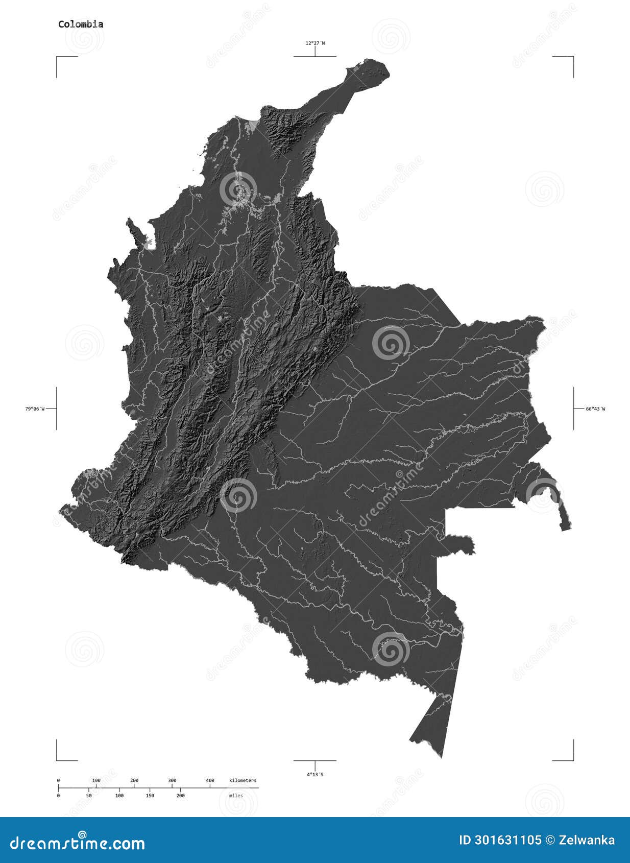 Colombia Shape on White. Bilevel Stock Illustration - Illustration of ...