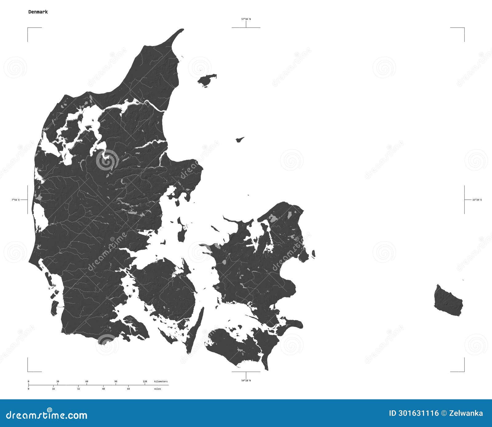 Denmark Shape on White. Bilevel Stock Illustration - Illustration of ...
