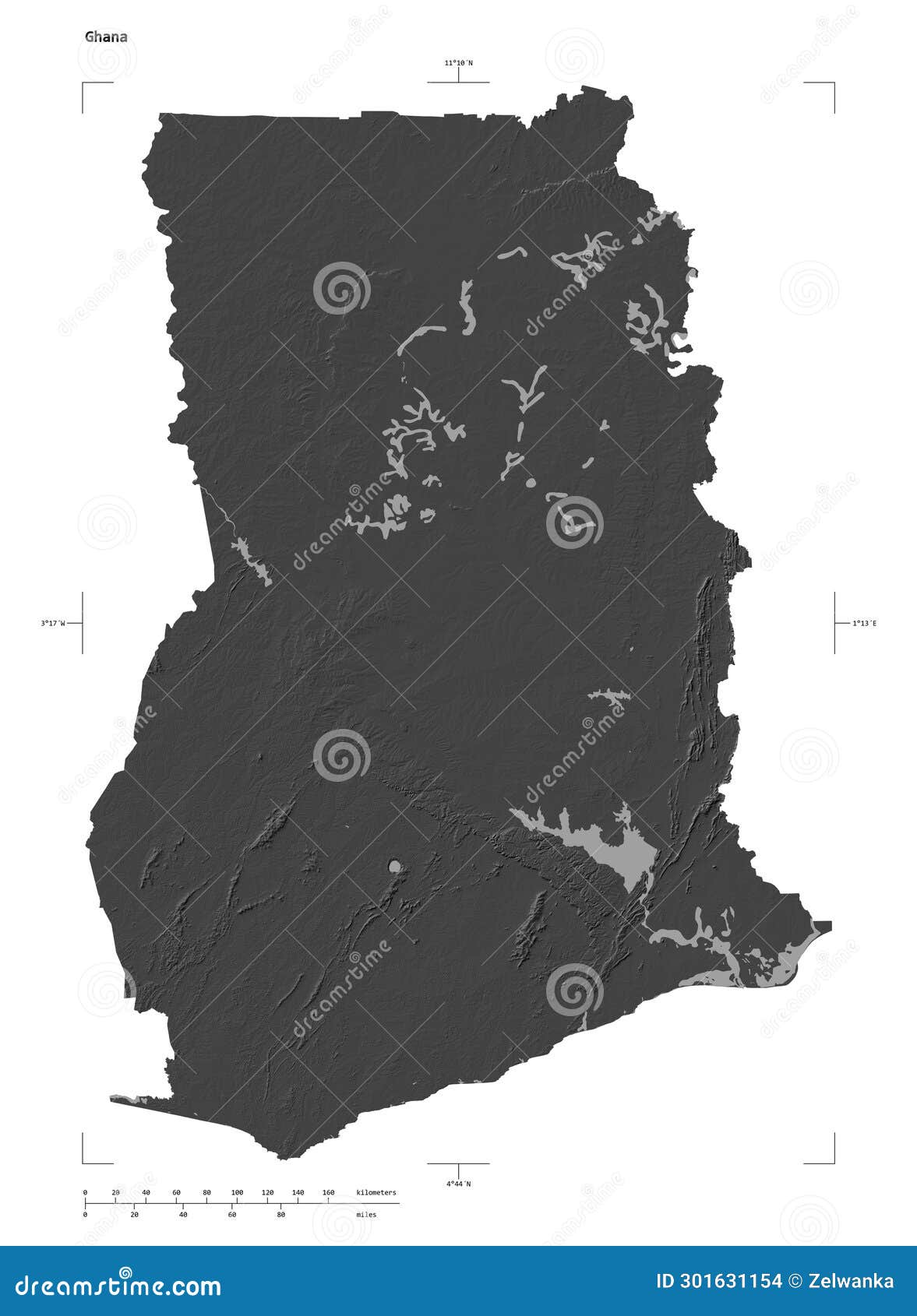 Ghana Shape On Black. Physical Stock Photo | CartoonDealer.com #301620108