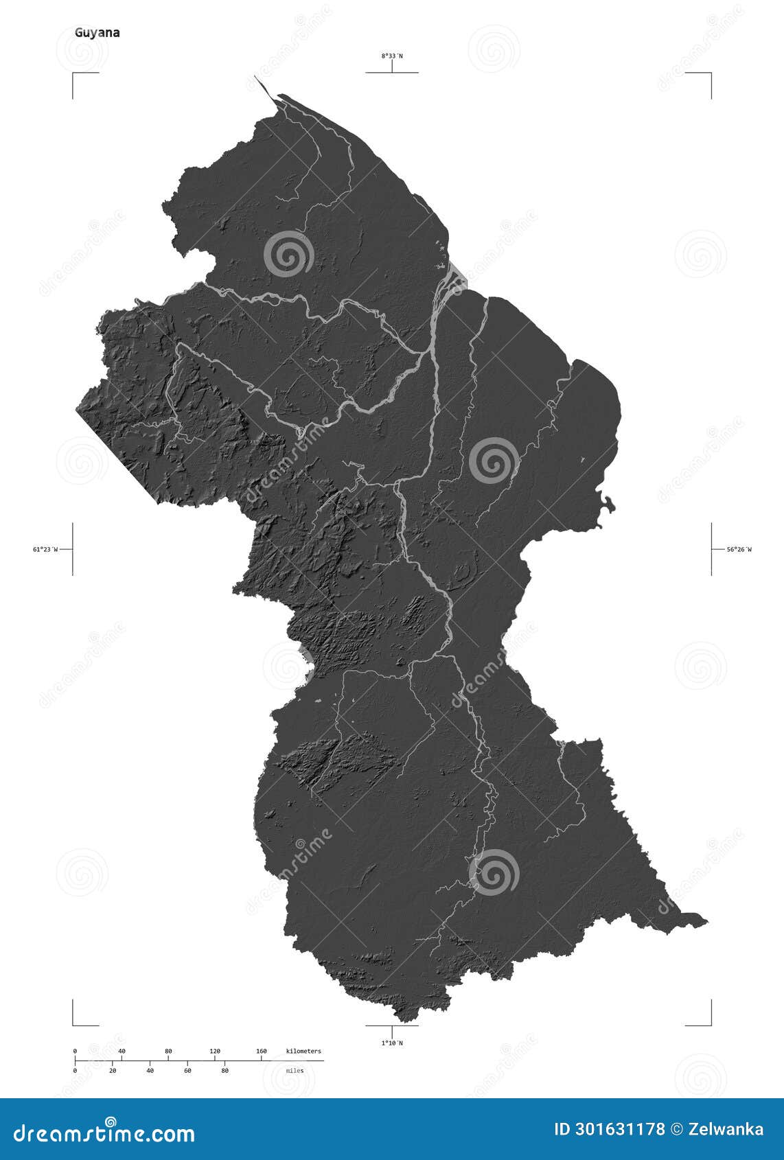 Guyana Shape on White. Bilevel Stock Illustration - Illustration of ...