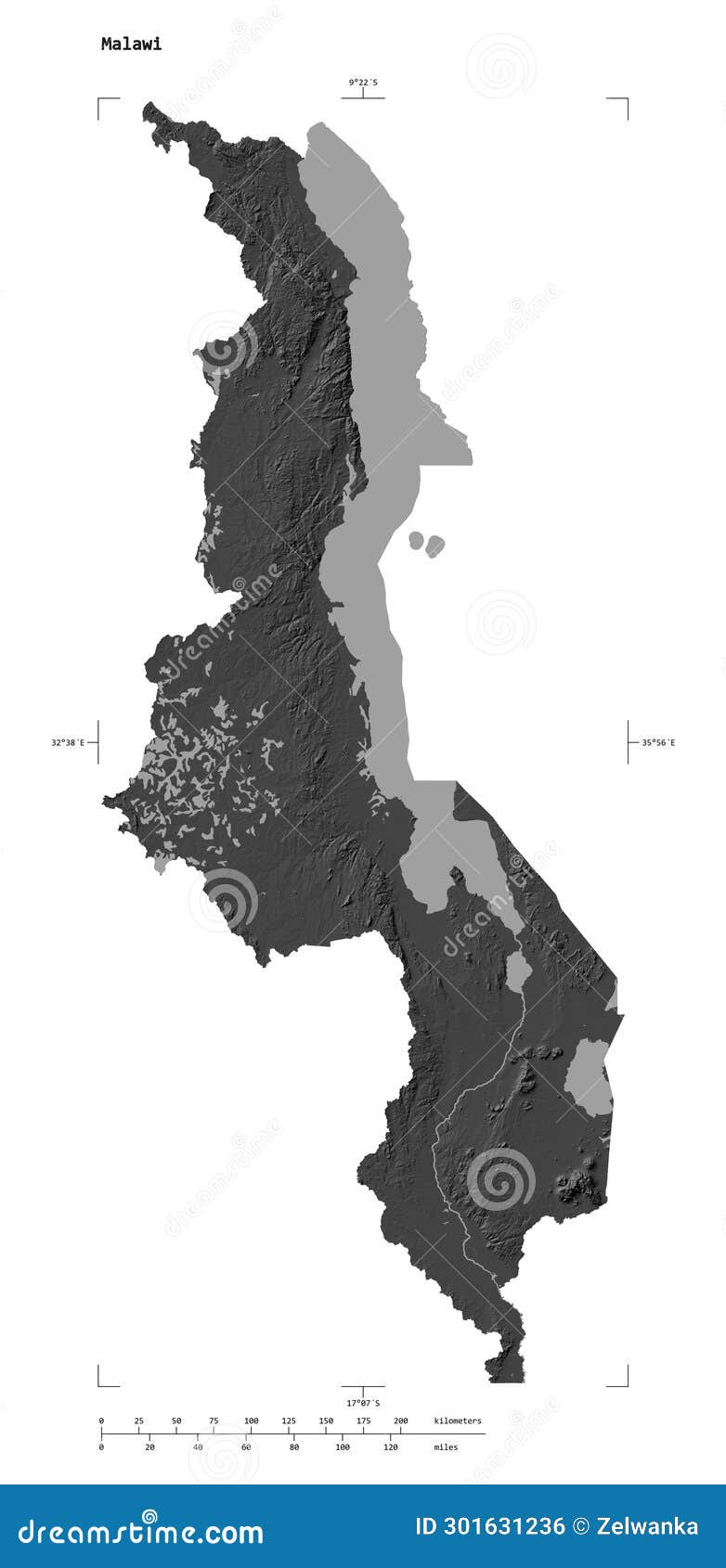 Malawi Shape on White. Bilevel Stock Illustration - Illustration of ...