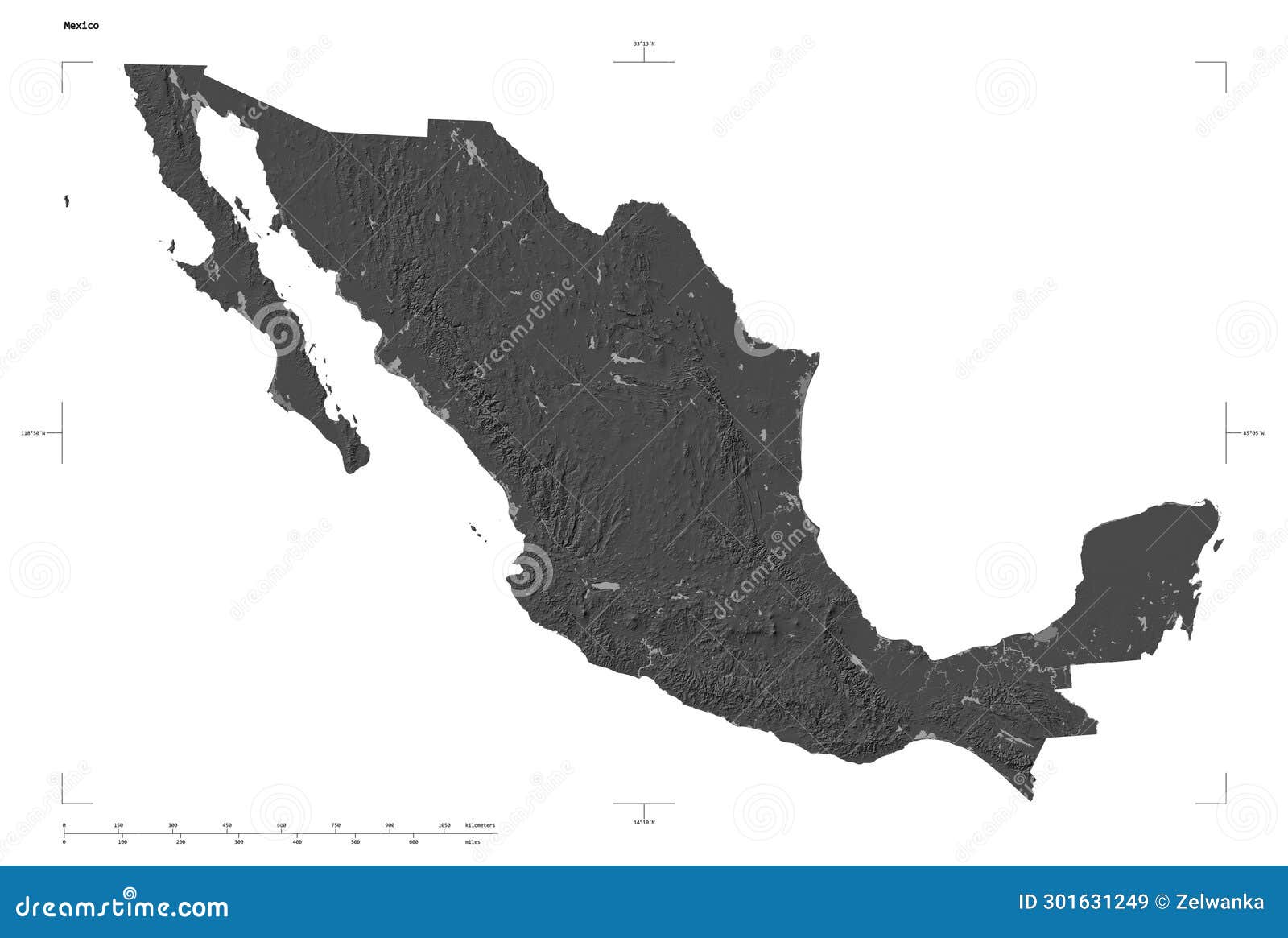 Mexico Shape on White. Bilevel Stock Illustration - Illustration of ...