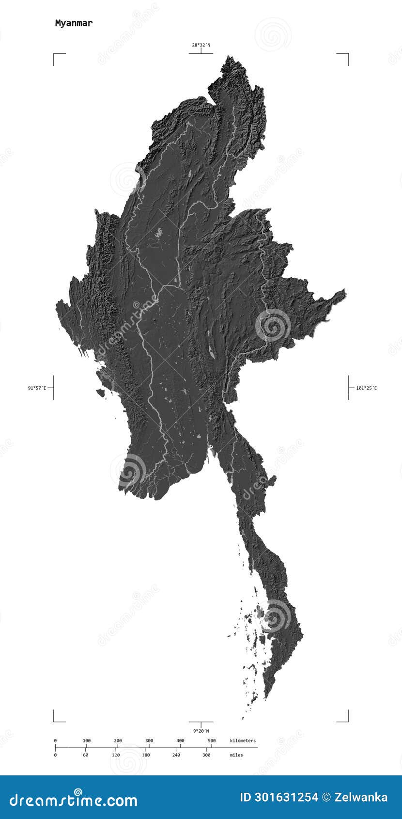 Myanmar Shape on White. Bilevel Stock Illustration - Illustration of ...