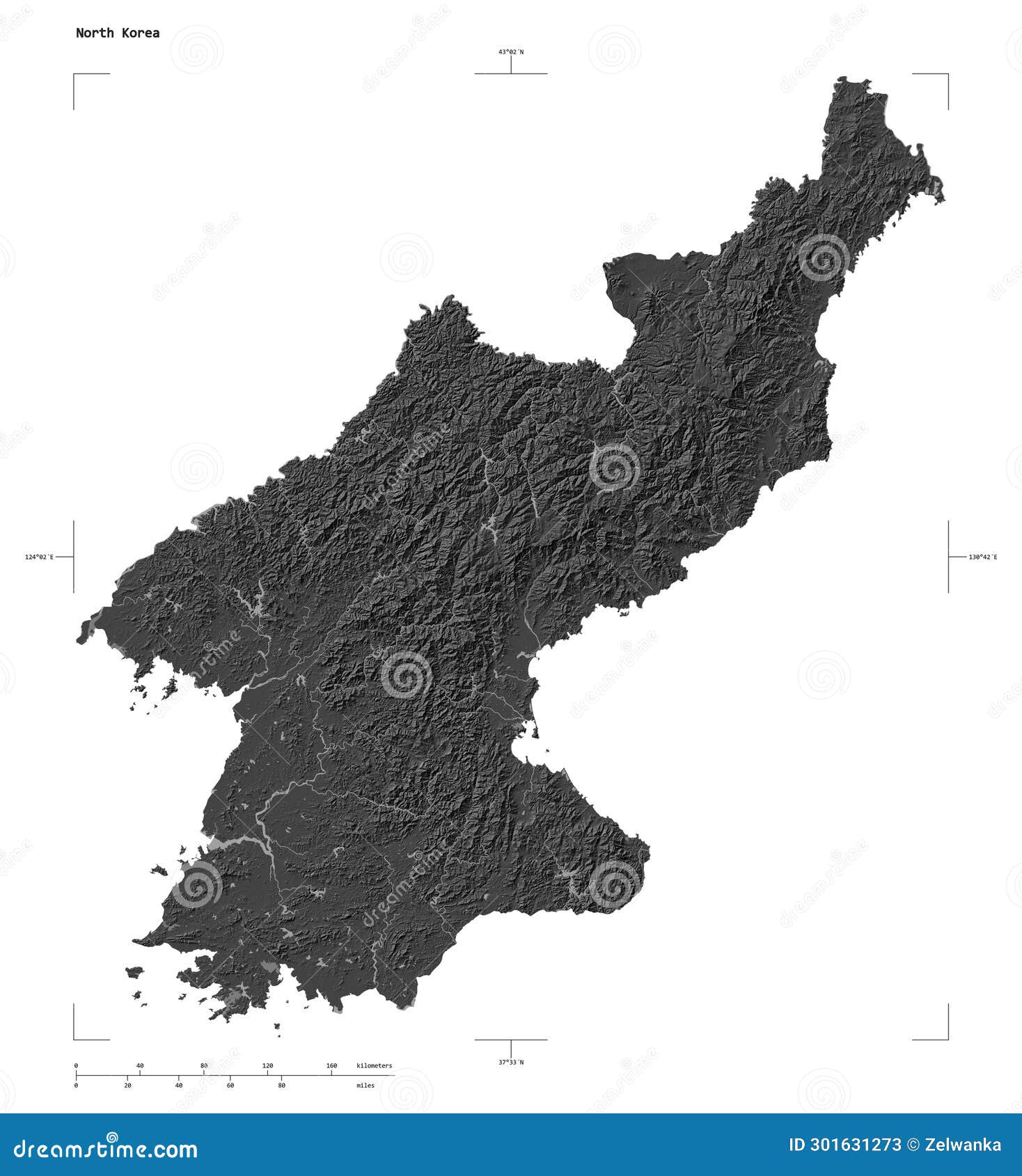 North Korea Shape on White. Bilevel Stock Illustration - Illustration ...