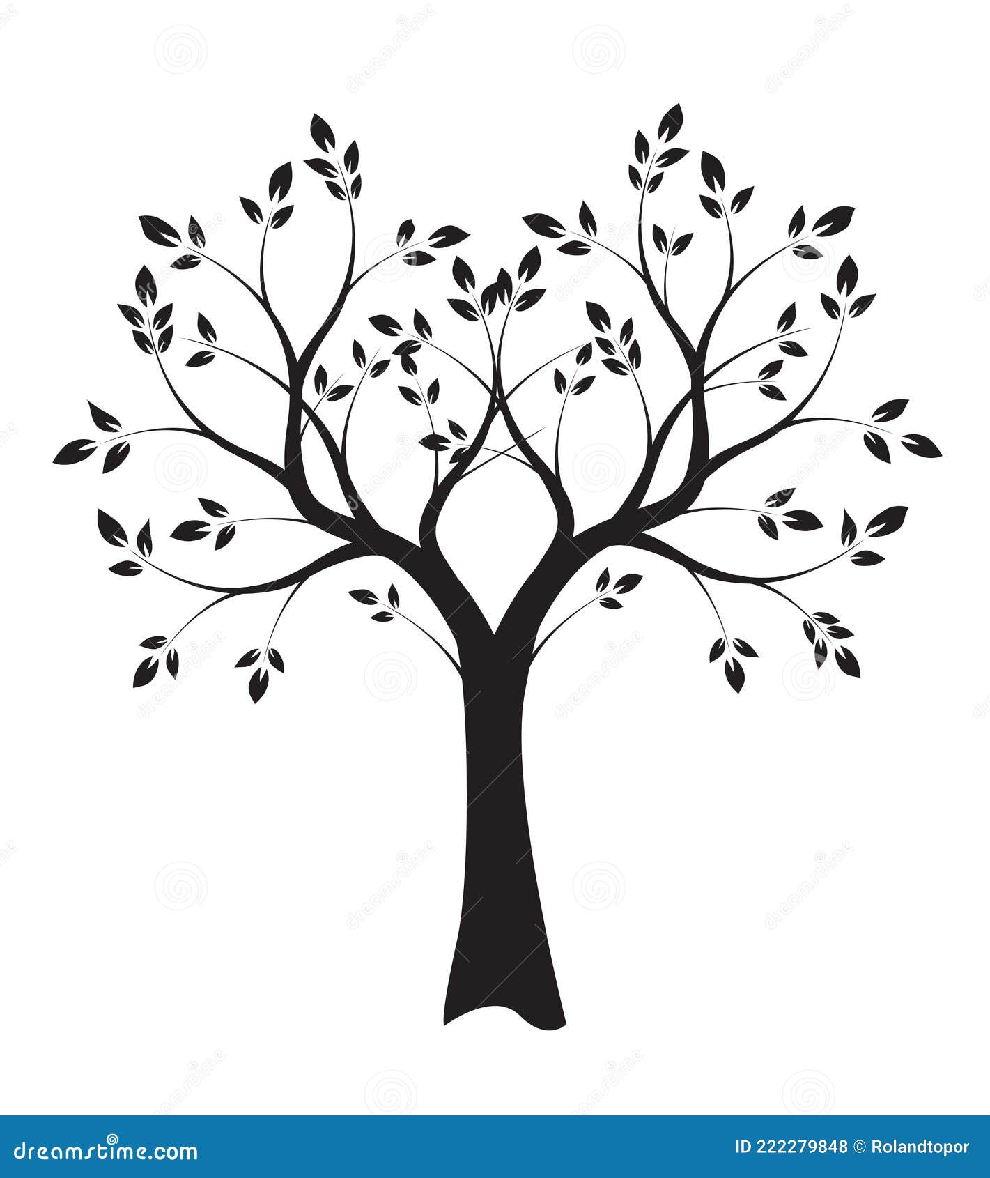 Shape of Black Tree with Leaves. Vector Outline Illustration Stock ...