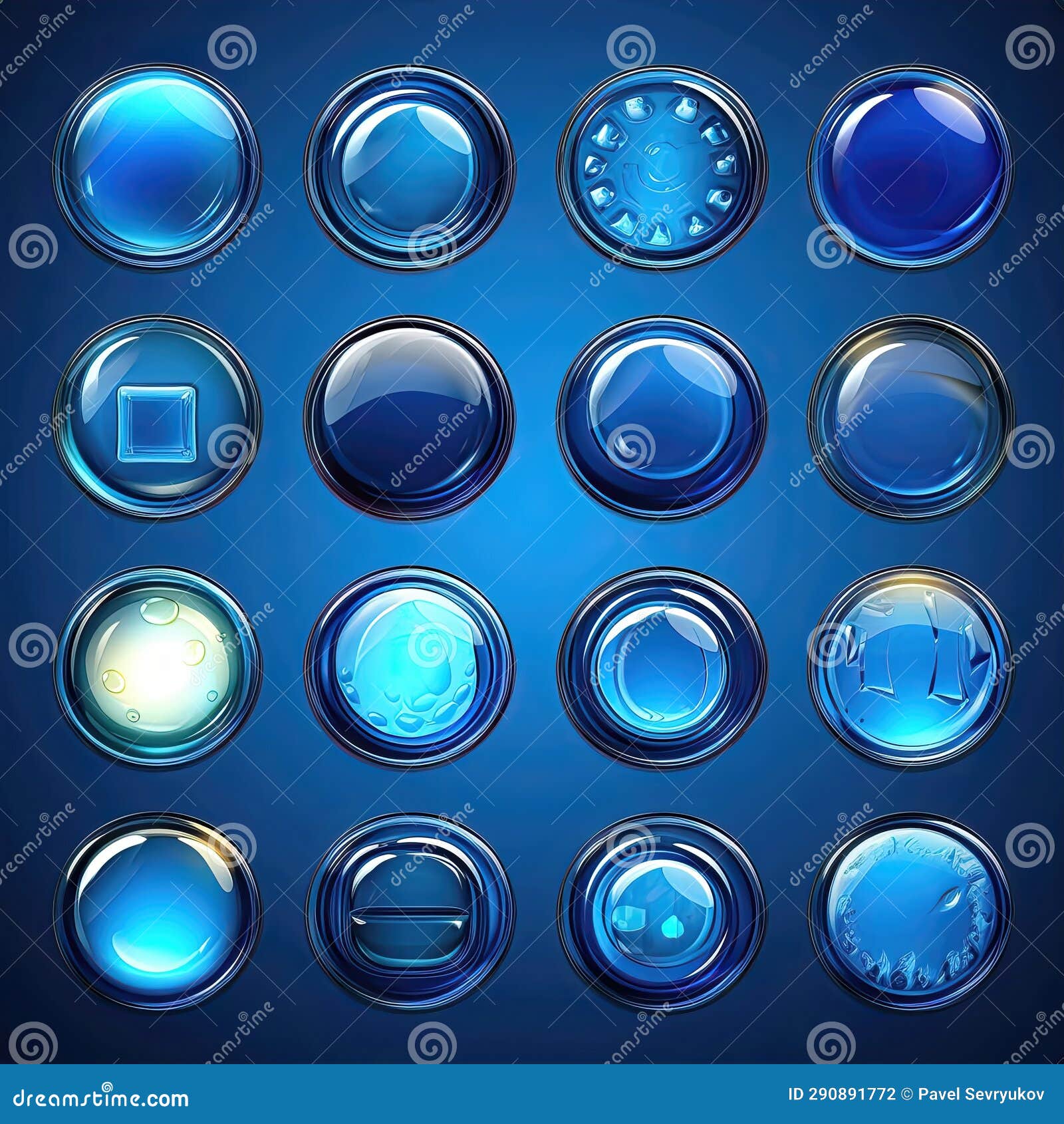 Shape Blue Glass Button Ai Generated Stock Photo - Image of color, icon ...