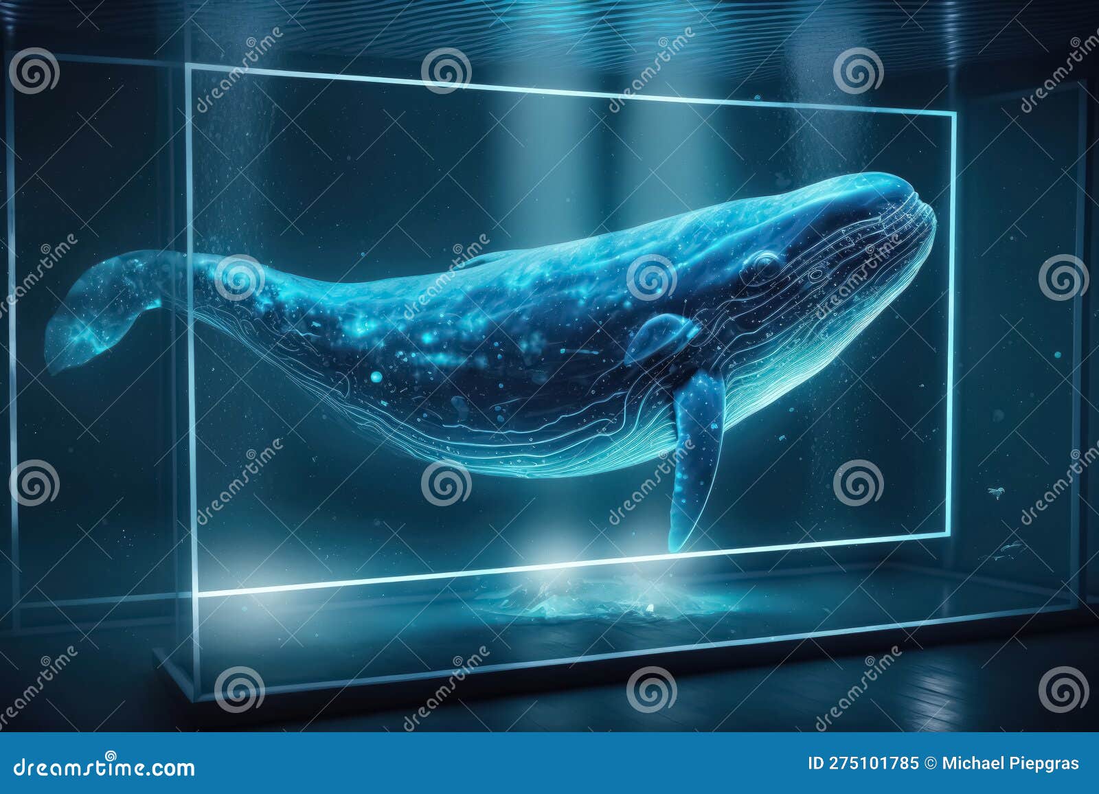 A Shape of a Blue Whale Floats As a Hologram in a Laboratory Created ...