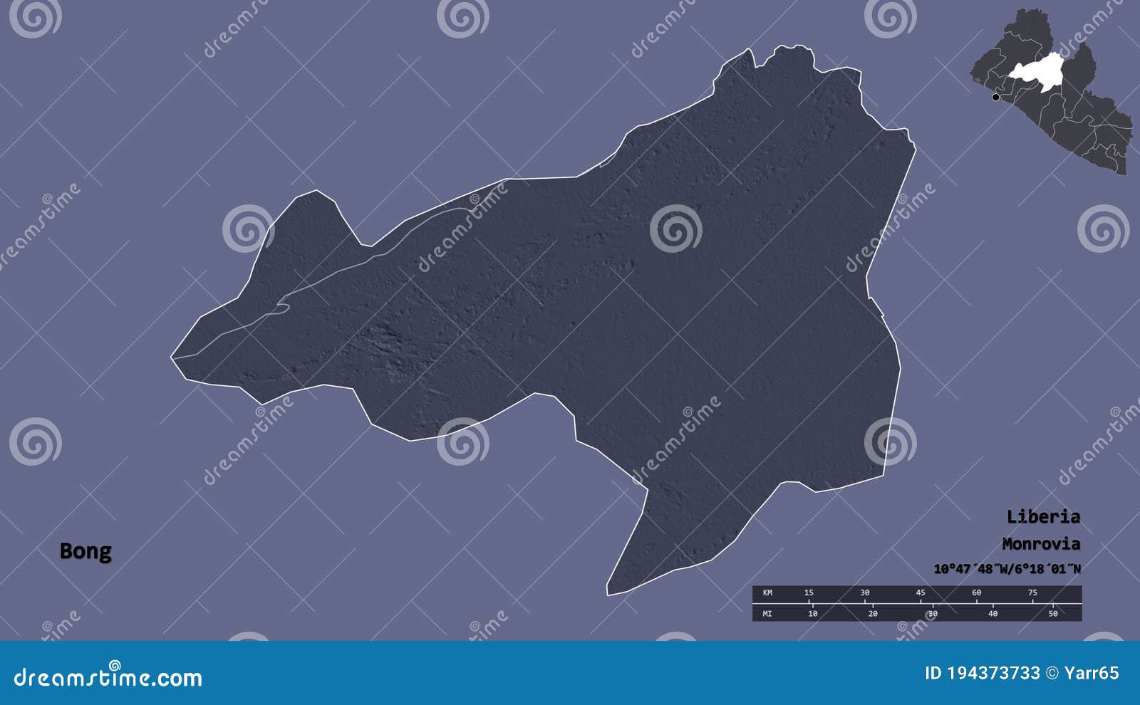 Bong, County of Liberia, Zoomed. Administrative Stock Illustration ...