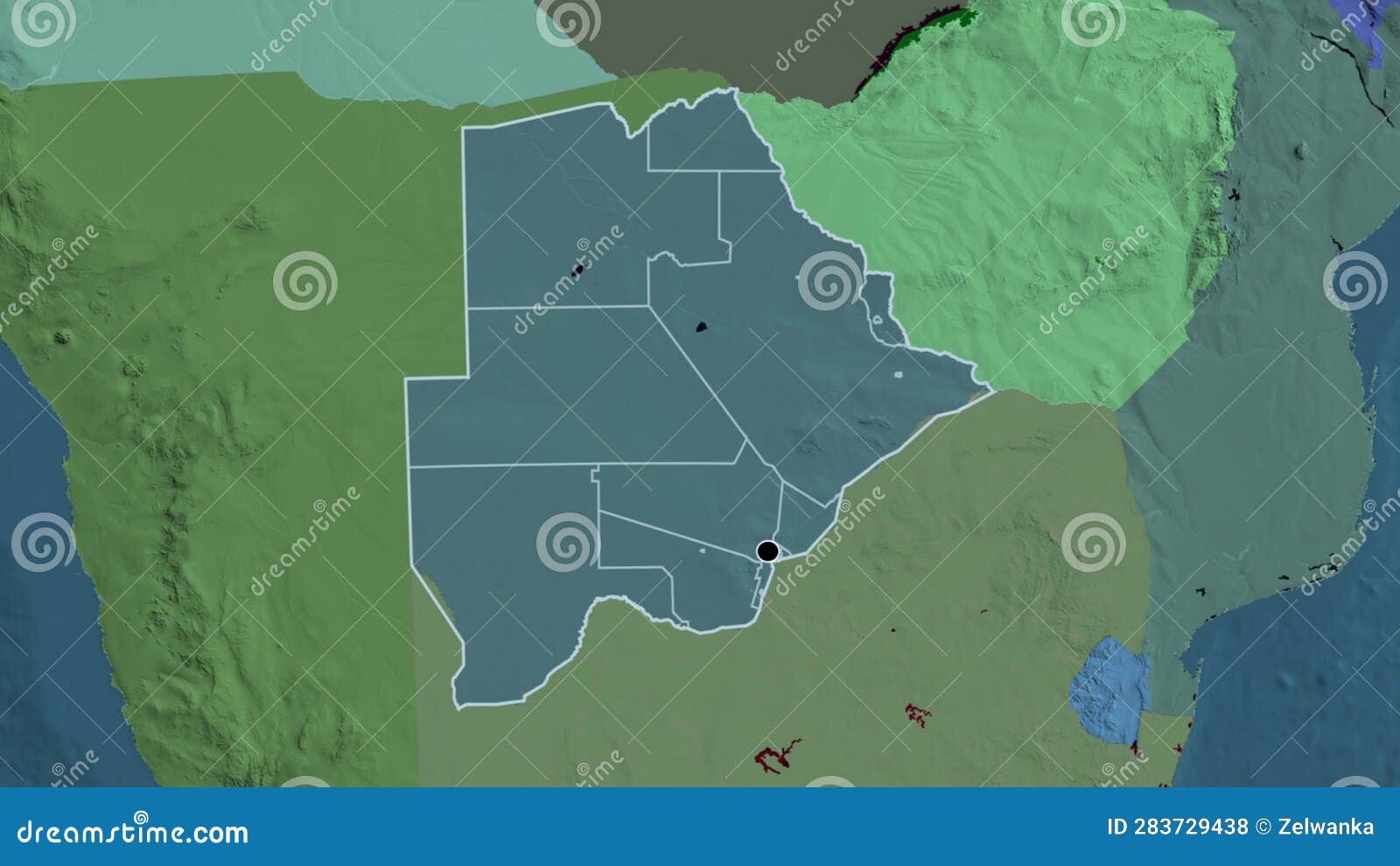 Shape of Botswana with Regional Borders. Administrative. Stock ...