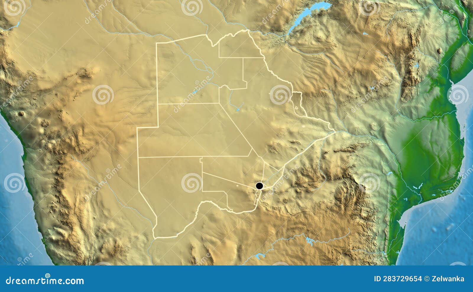 Shape of Botswana with Regional Borders. Physical. Stock Illustration ...