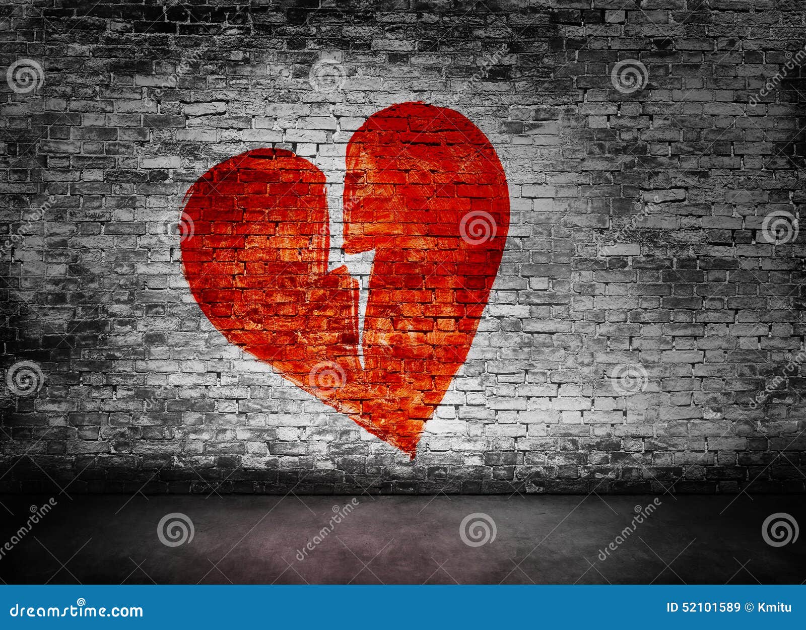 Shape of Broken Heart on Brick Wall Stock Image - Image of concrete ...