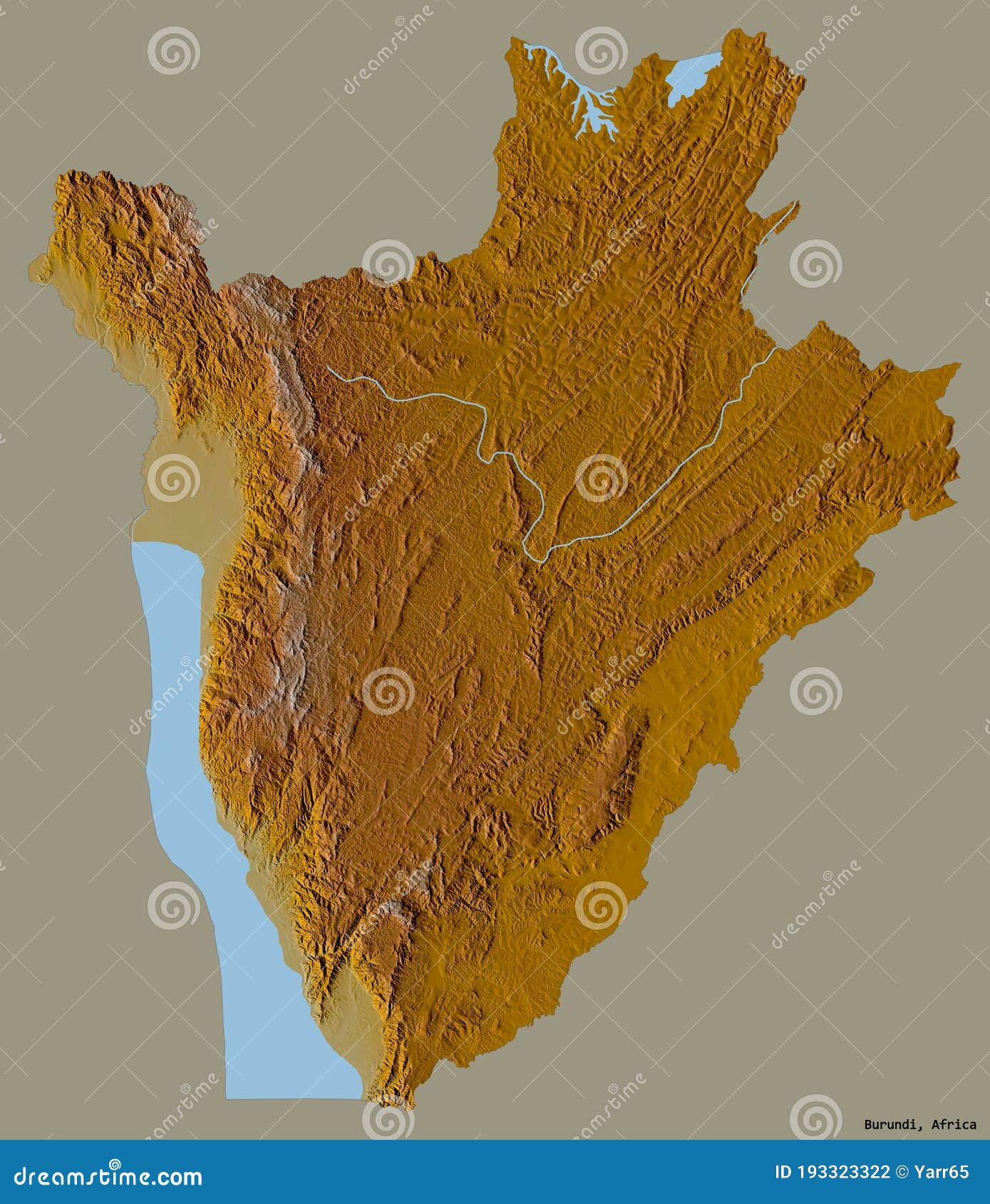 Burundi on solid. Relief stock illustration. Illustration of territory ...