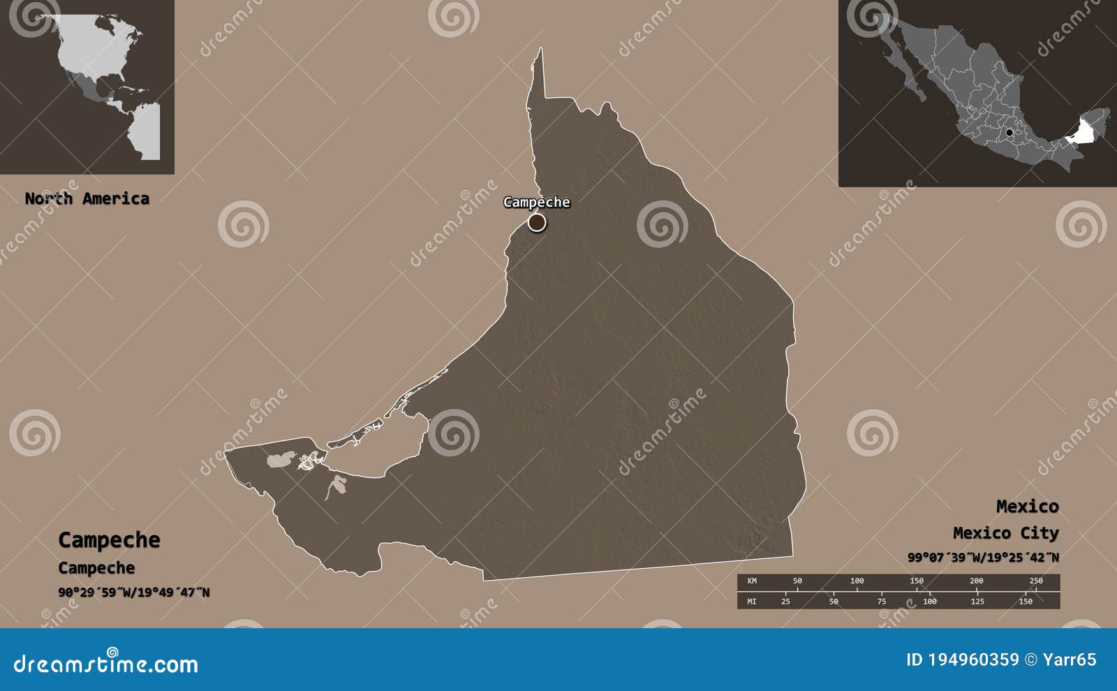 Campeche, State of Mexico,. Previews. Administrative Stock Illustration ...