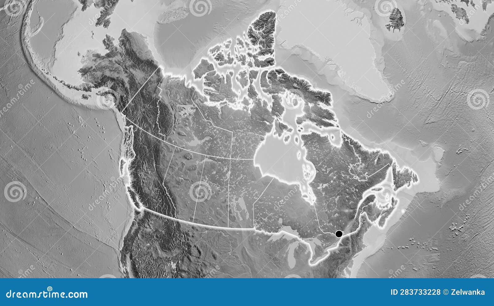 Shape of Canada with Regional Borders. Grayscale. Stock Illustration ...