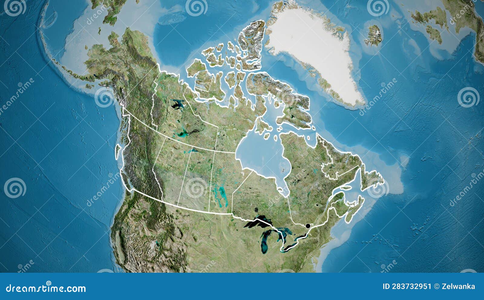Shape of Canada with Regional Borders. Satellite. Stock Illustration ...