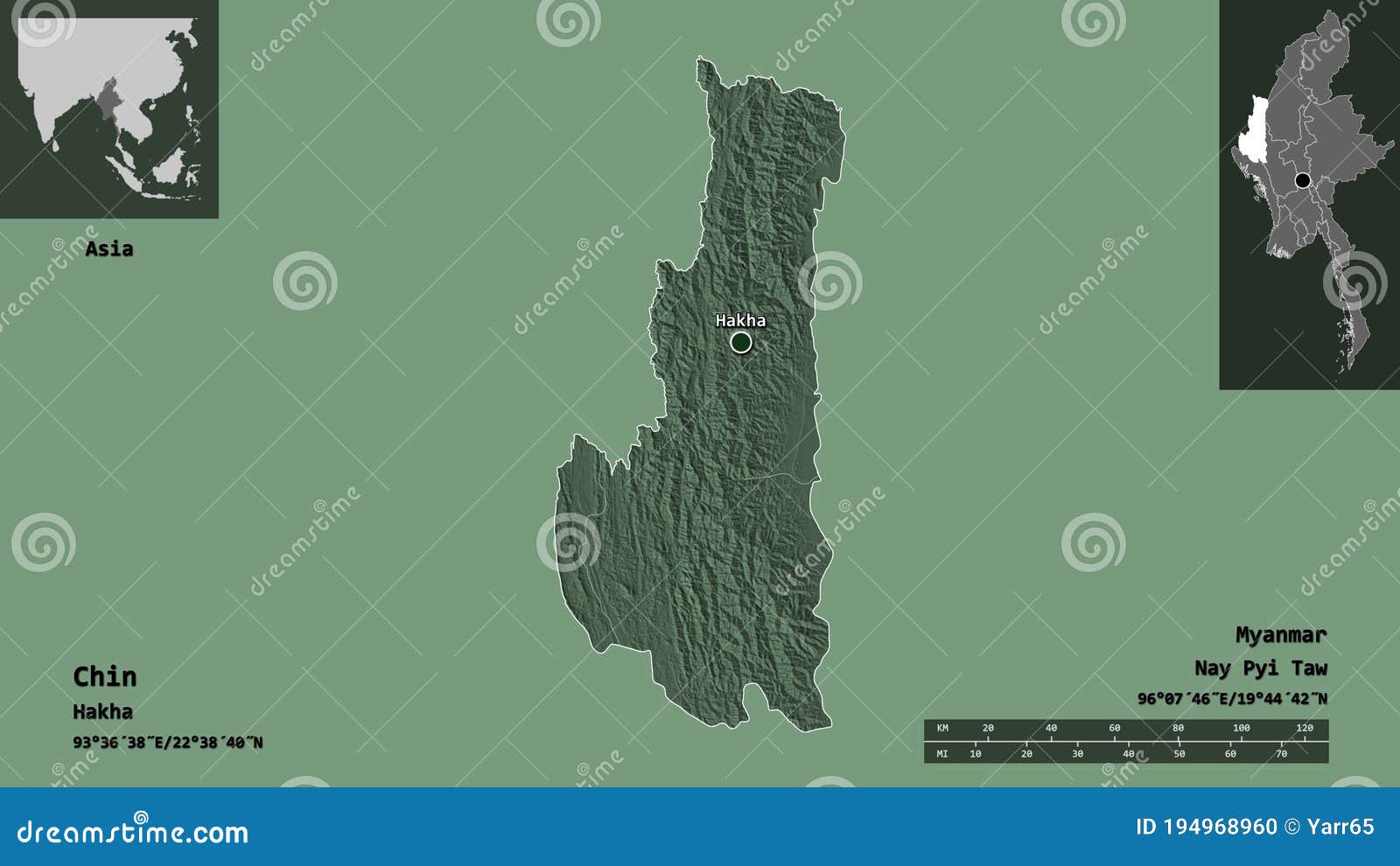 Chin, State of Myanmar,. Previews. Administrative Stock Illustration ...