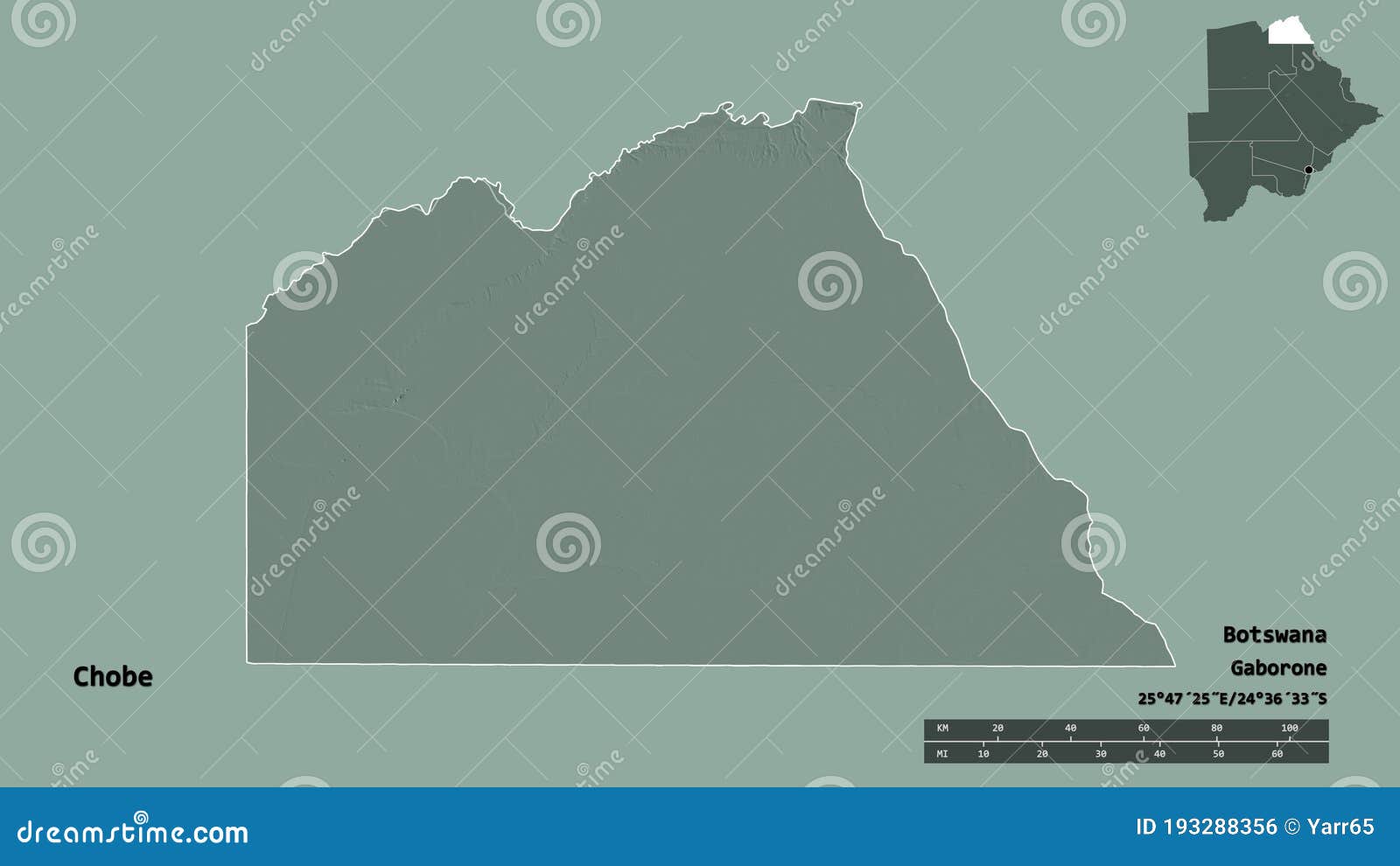 Chobe, District of Botswana, Zoomed. Administrative Stock Illustration ...