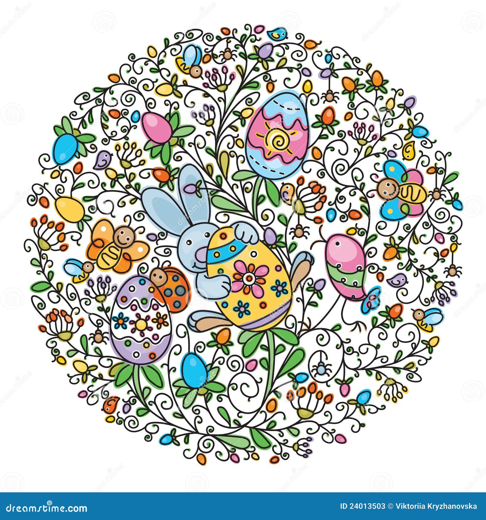 Shape of Circle Covered of Fun Pattern for Easter Stock Vector ...