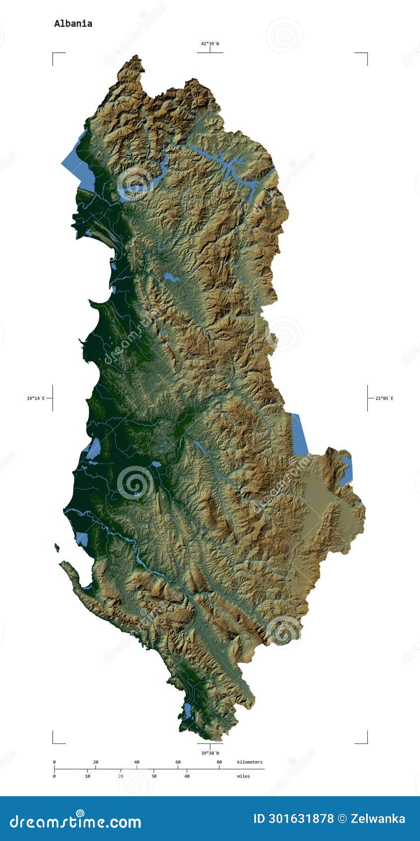 Albania Shape on White. Physical Stock Illustration - Illustration of ...