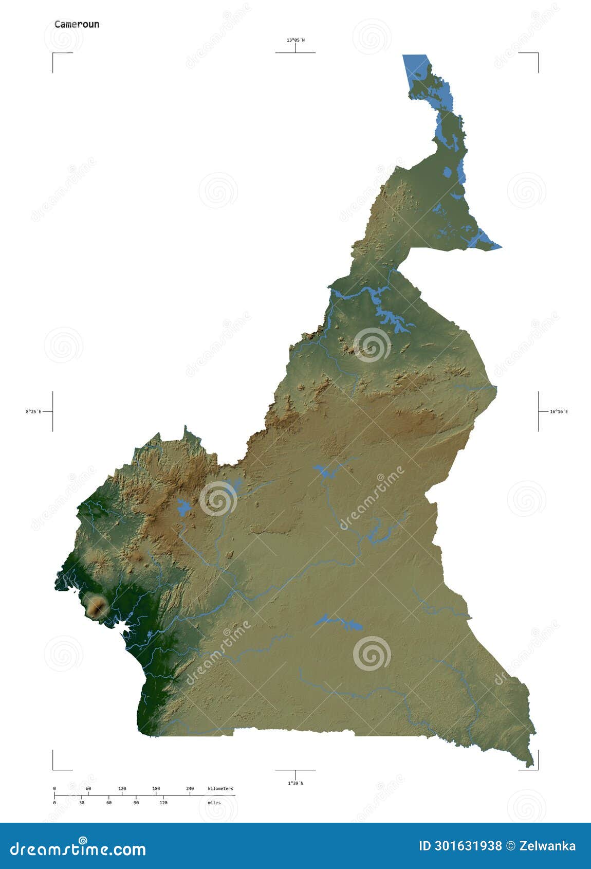 Cameroun Shape on White. Physical Stock Illustration - Illustration of ...