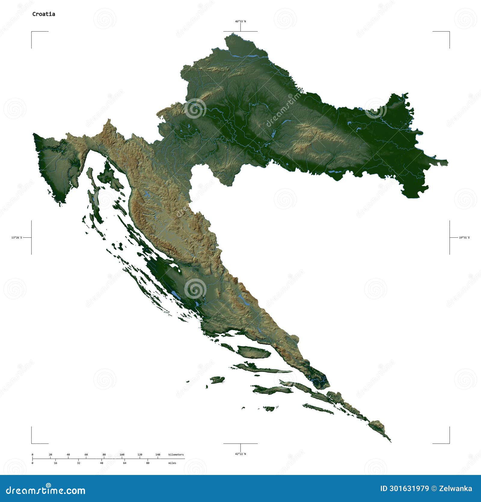 Croatia Shape on White. Physical Stock Illustration - Illustration of ...