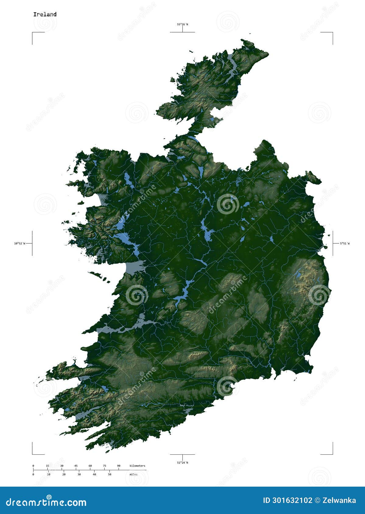 Ireland Shape on White. Physical Stock Illustration - Illustration of ...