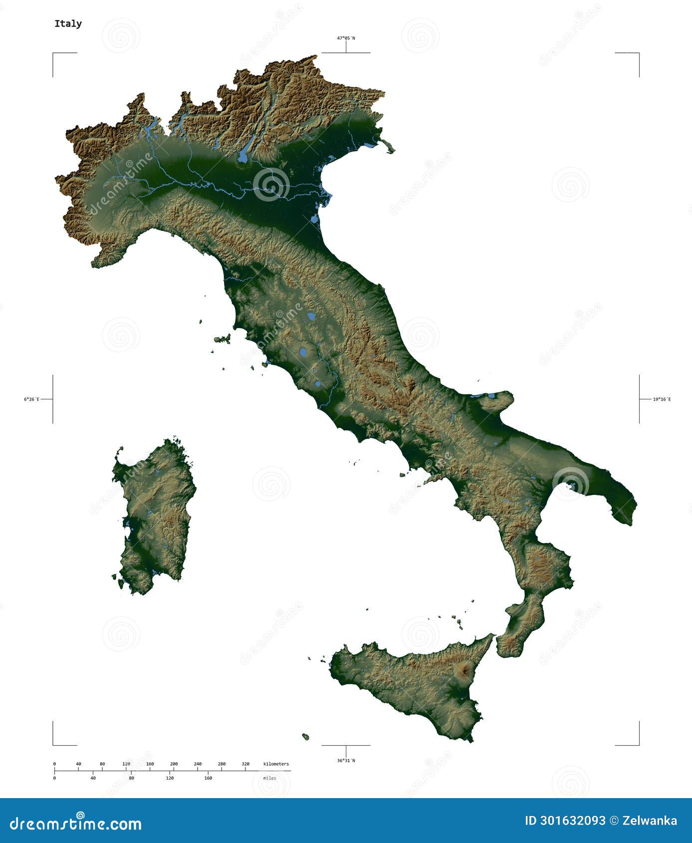 Italy Shape on White. Physical Stock Illustration - Illustration of ...