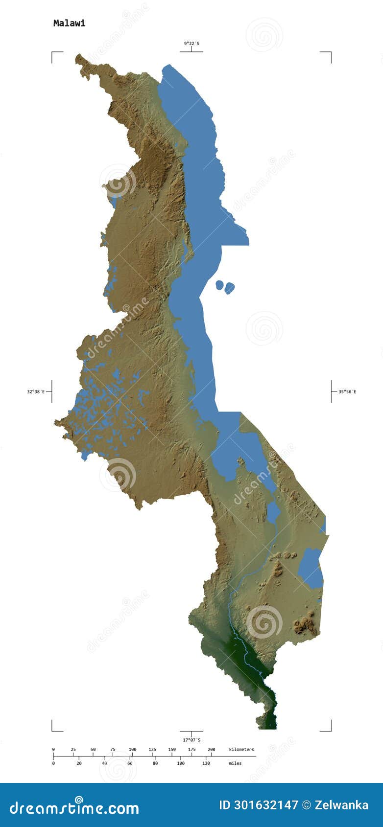 Malawi Shape on White. Physical Stock Illustration - Illustration of planet, border: 301632147