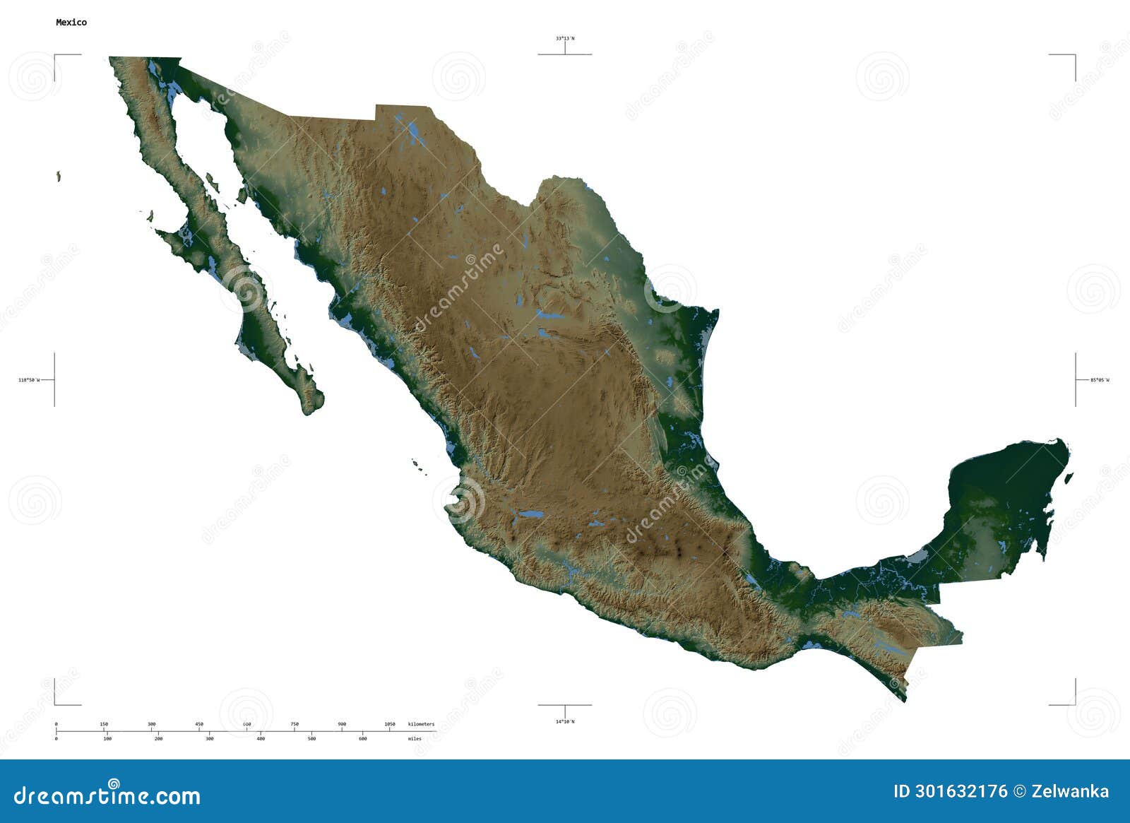 Mexico Shape on White. Physical Stock Illustration - Illustration of ...
