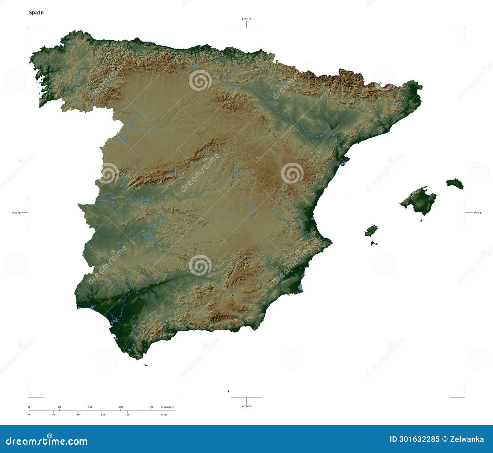 Spain Shape on White. Physical Stock Illustration - Illustration of ...