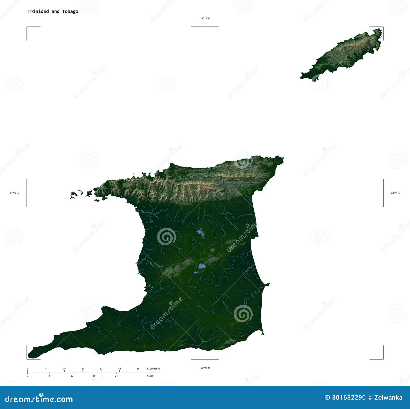 Trinidad and Tobago Shape on White. Physical Stock Illustration ...